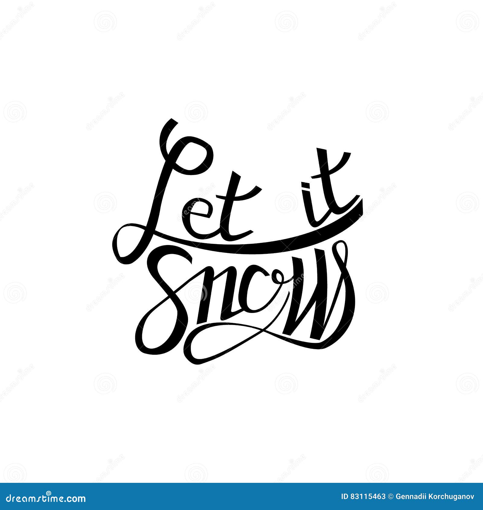 Calligraphy. Let it Snow Poster or Card Stock Vector - Illustration of ...