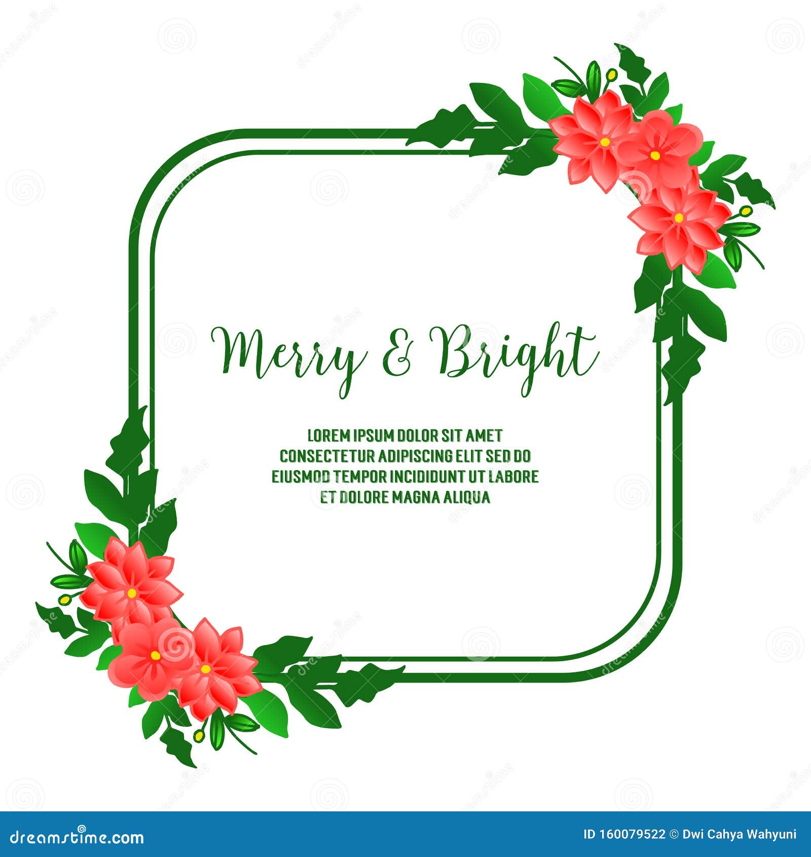 Calligraphy Lettering Merry and Bright, Isolated on White Background ...