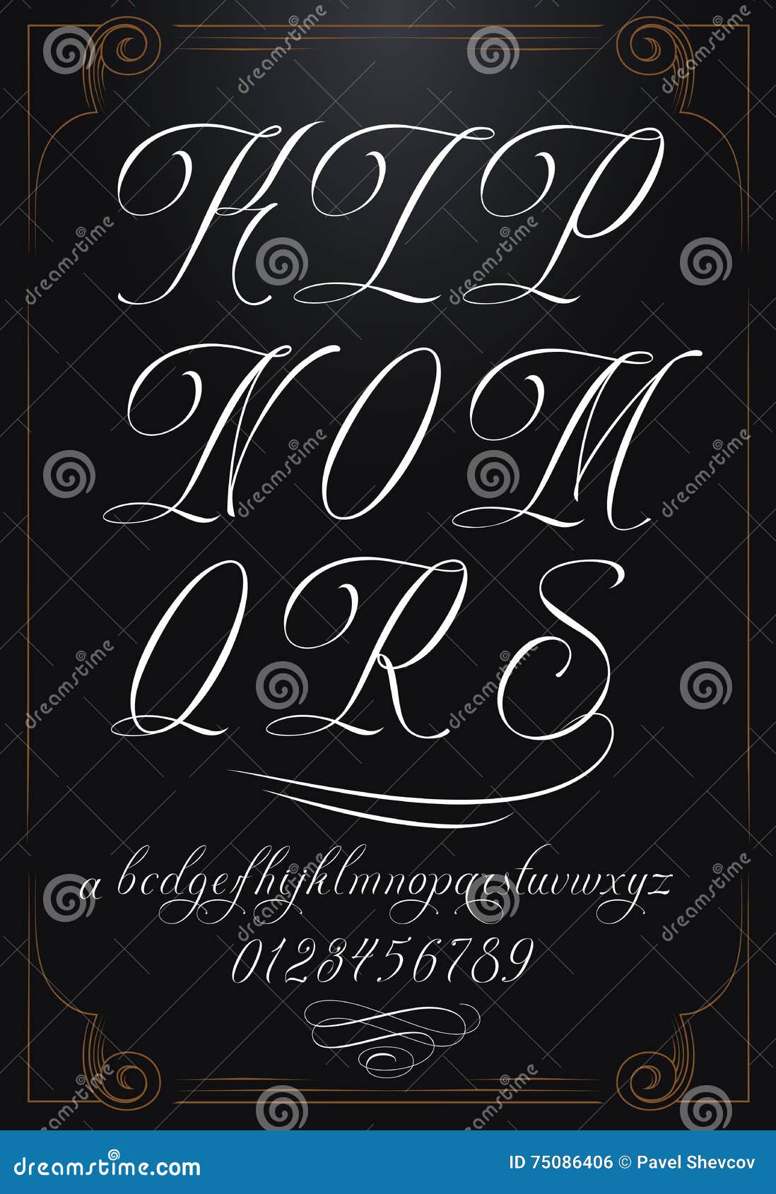 Calligraphy Letters with Numbers Stock Vector - Illustration of ...