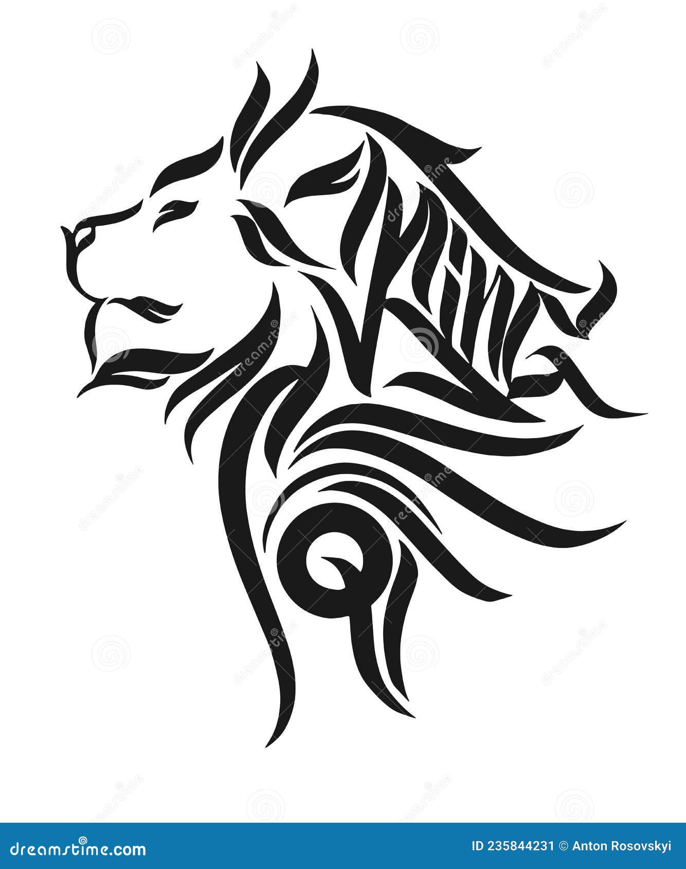 Calligraphy Lion Ornament Drawing Vector. Expressive Artwork Graffiti ...