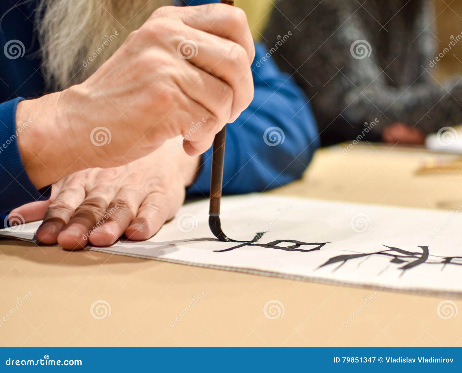 Calligraphy Master Drawing Chinese Hieroglyph Stock Image - Image of ...