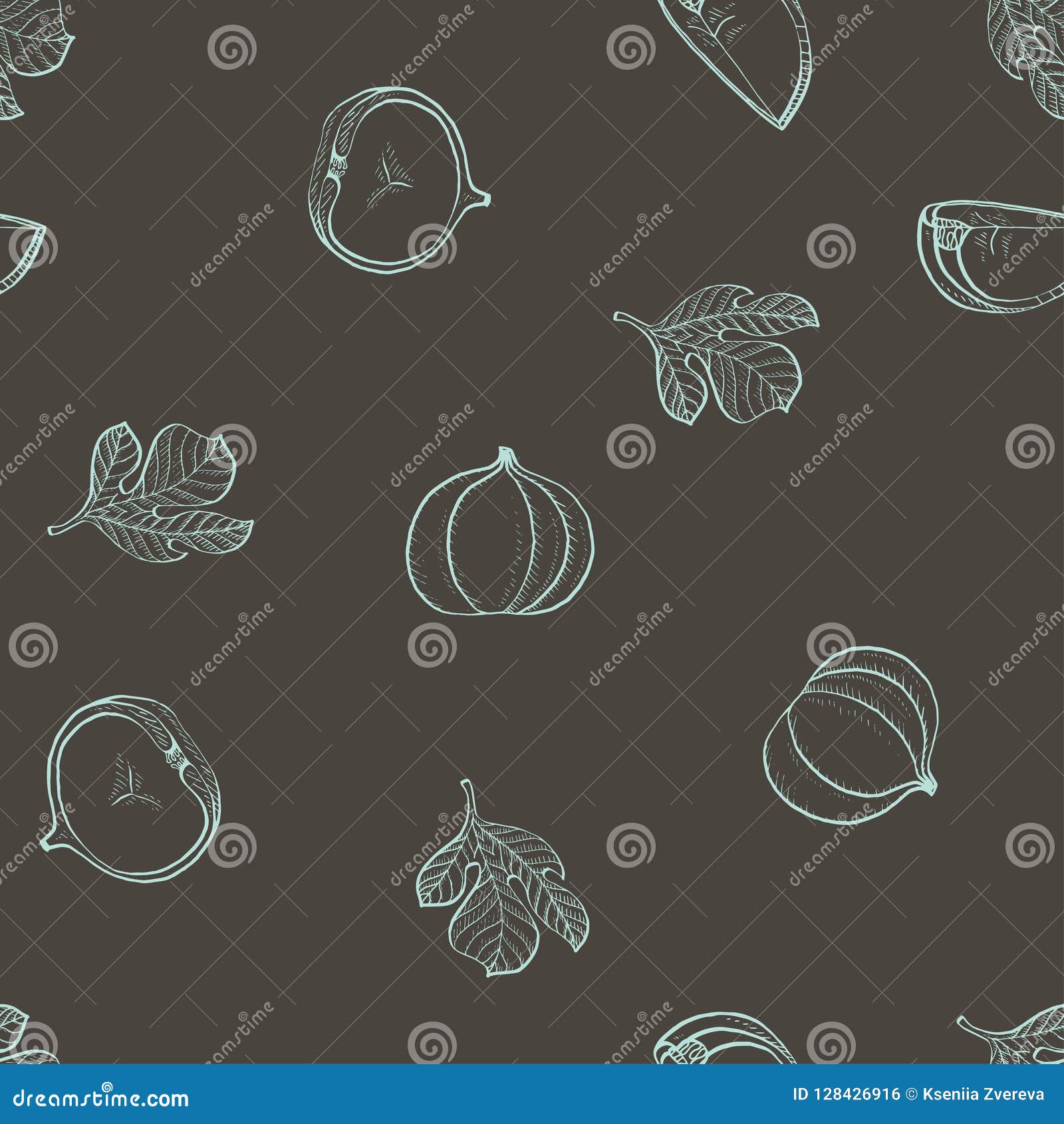 Calligraphy Monochrome Fig Brown Pattern Stock Vector - Illustration of ...