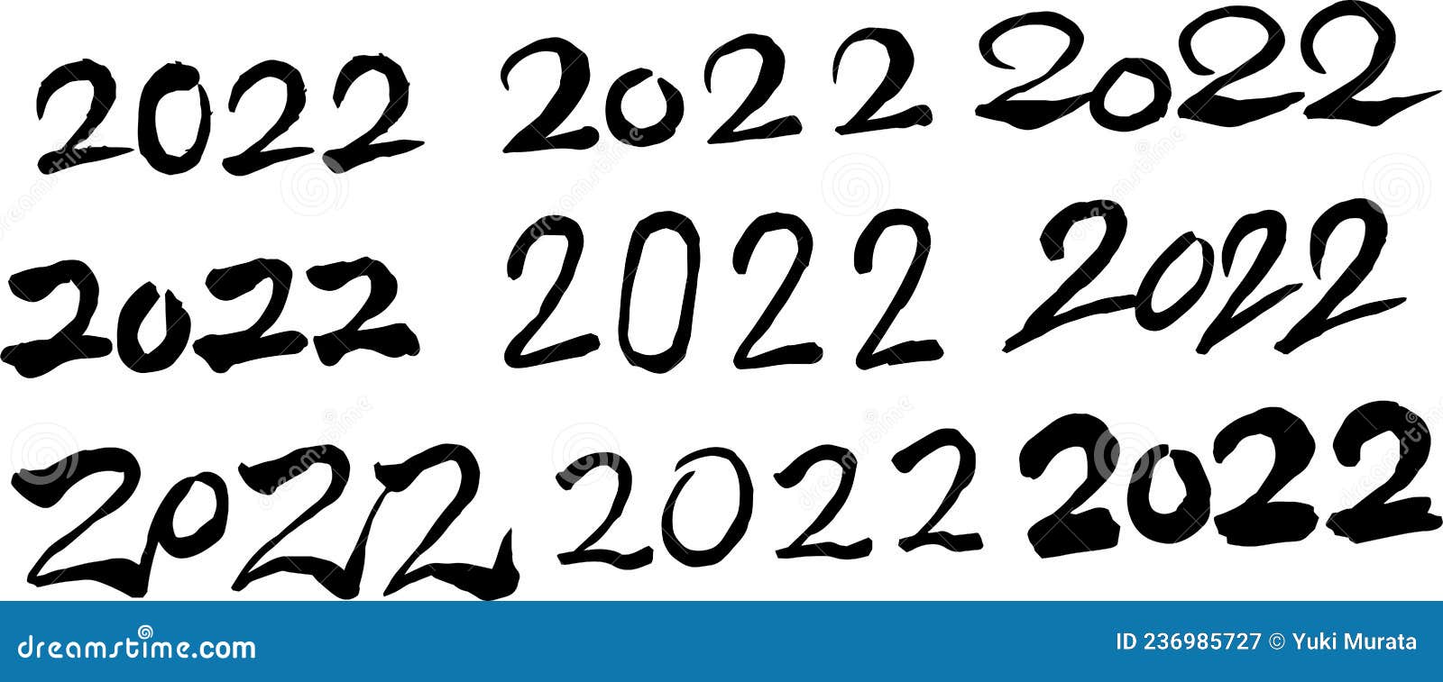 2022 Calligraphy for New Years Cards Set Stock Vector - Illustration of ...