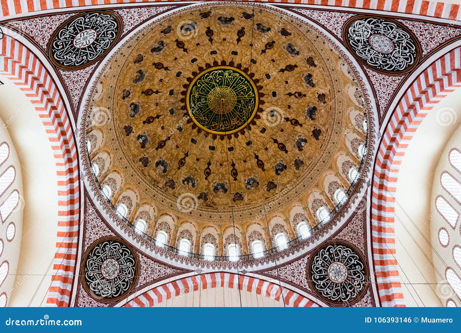 Calligraphy and the Ottoman Art on the Inside of the Dome Stock Photo ...