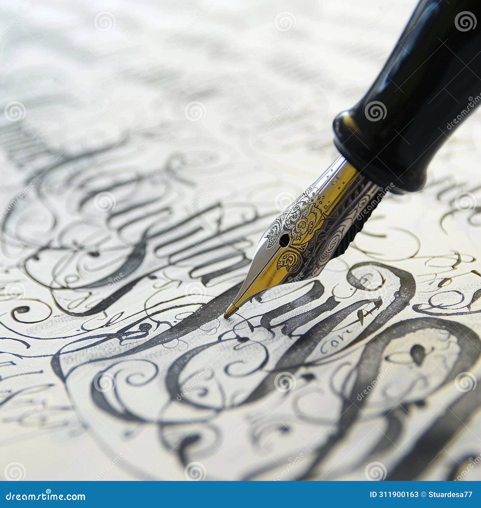 Calligraphy Pen on Script stock image. Image of craft - 311900163