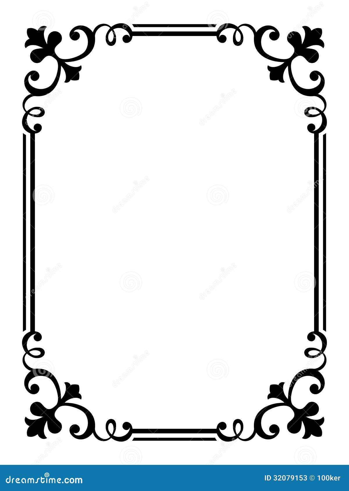 Calligraphy Penmanship Curly Baroque Frame Black Stock Photos - Image ...