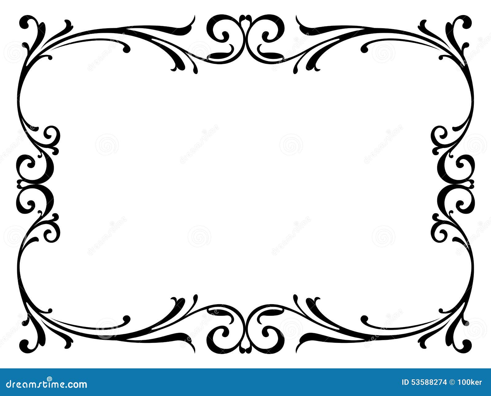 Calligraphy Penmanship Curly Baroque Frame Black Stock Vector - Image ...