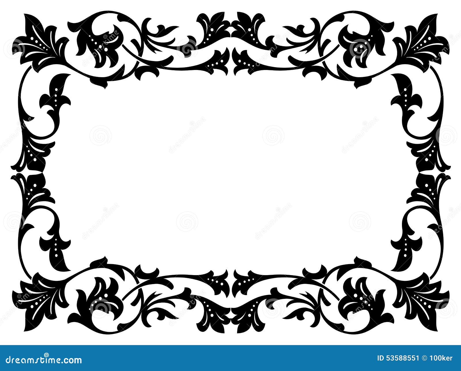 Calligraphy Penmanship Curly Baroque Frame Black Stock Vector ...