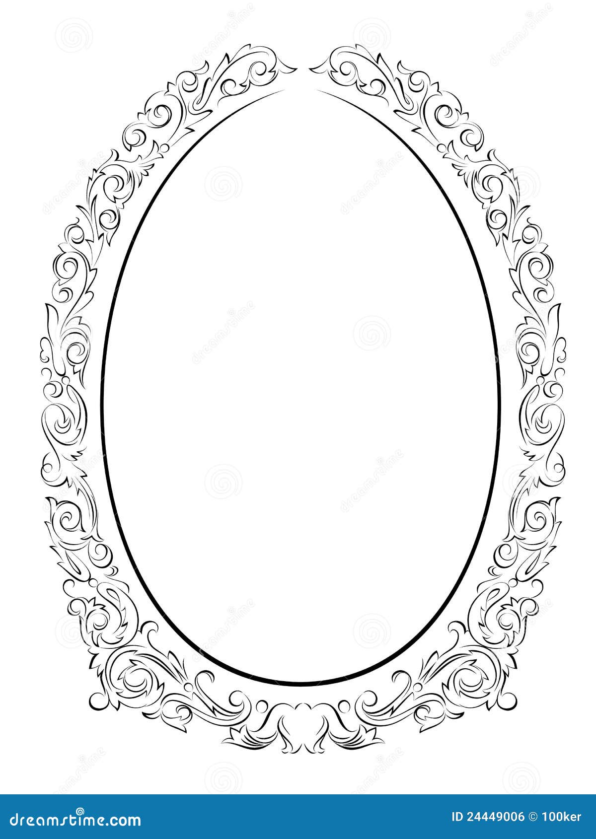 Calligraphy Penmanship Oval Baroque Frame Black Stock Vector ...