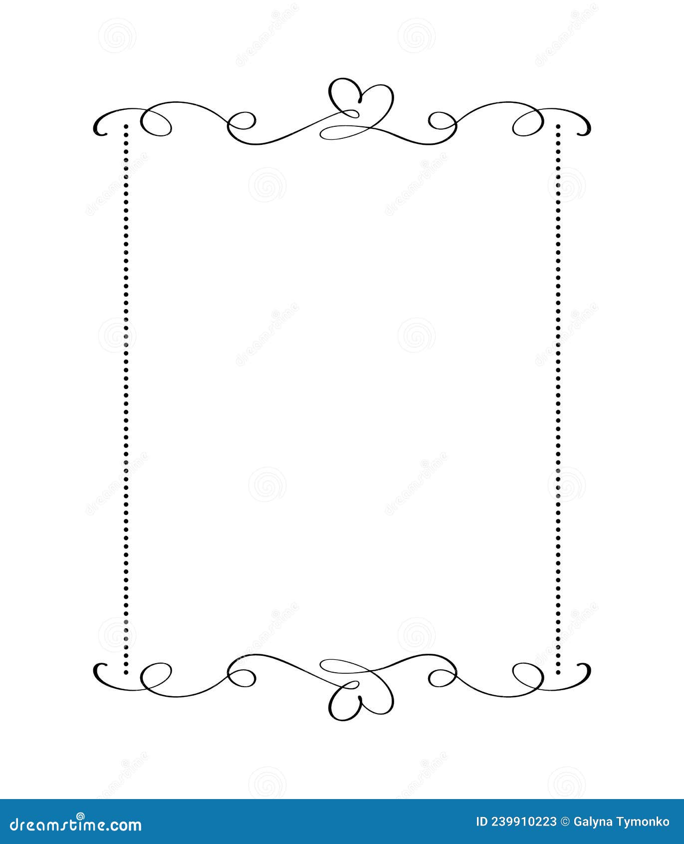 Calligraphy Rectangular Vector Ornamental Frame with Heart. Valentine Day Decorative Ornament ...
