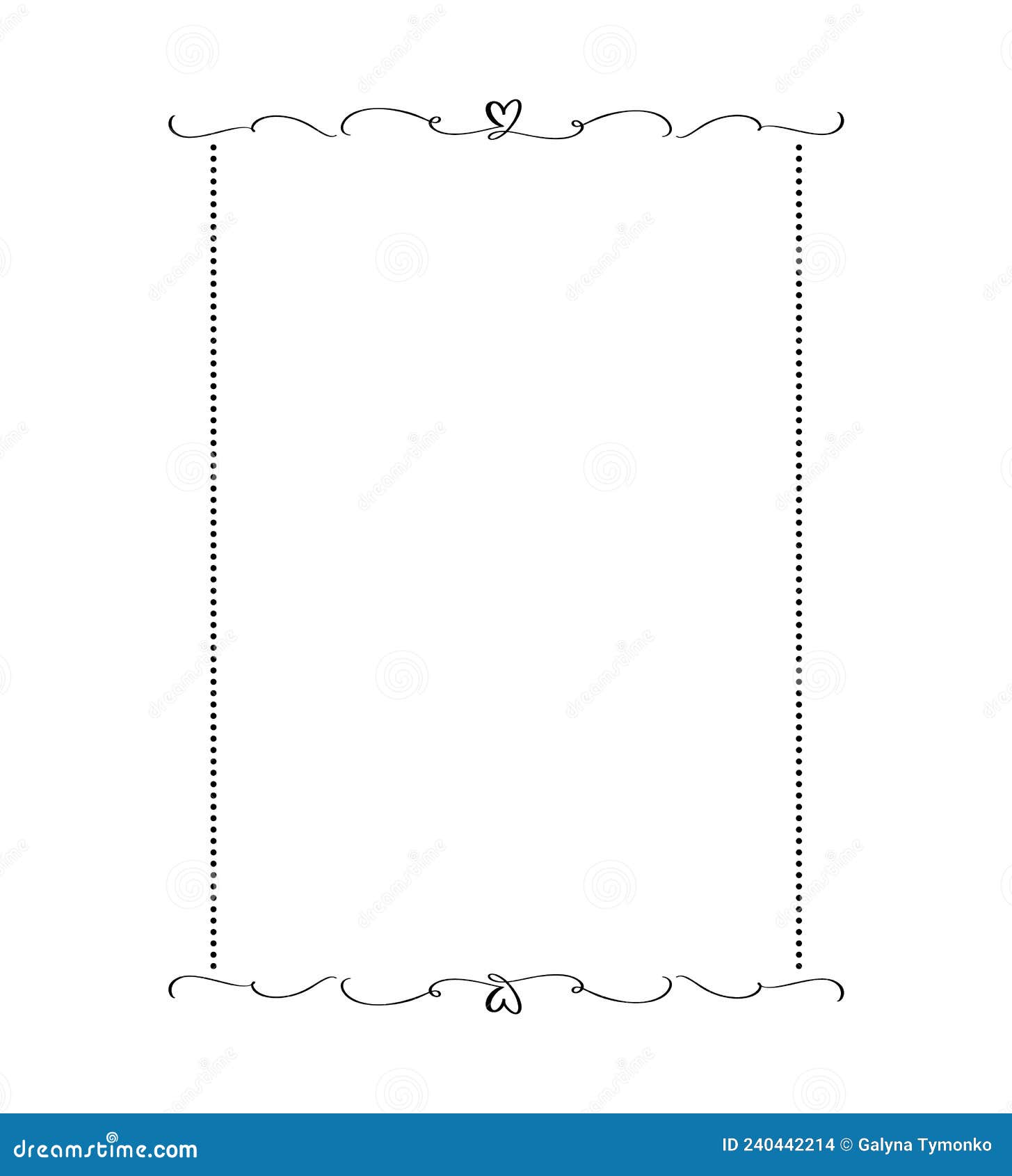 Calligraphy Rectangular Vector Ornamental Frame with Heart. Valentine Day Decorative Ornament ...