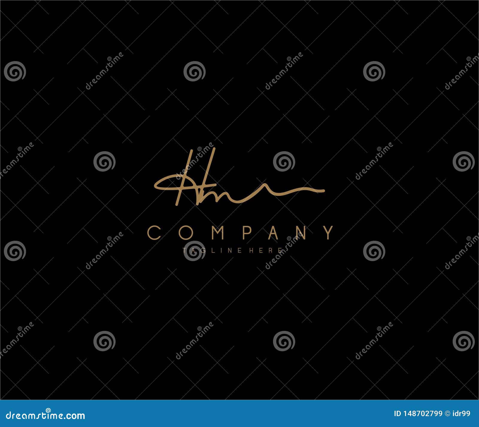 Calligraphy Signature Letter HM Logotype Stock Vector - Illustration of ...