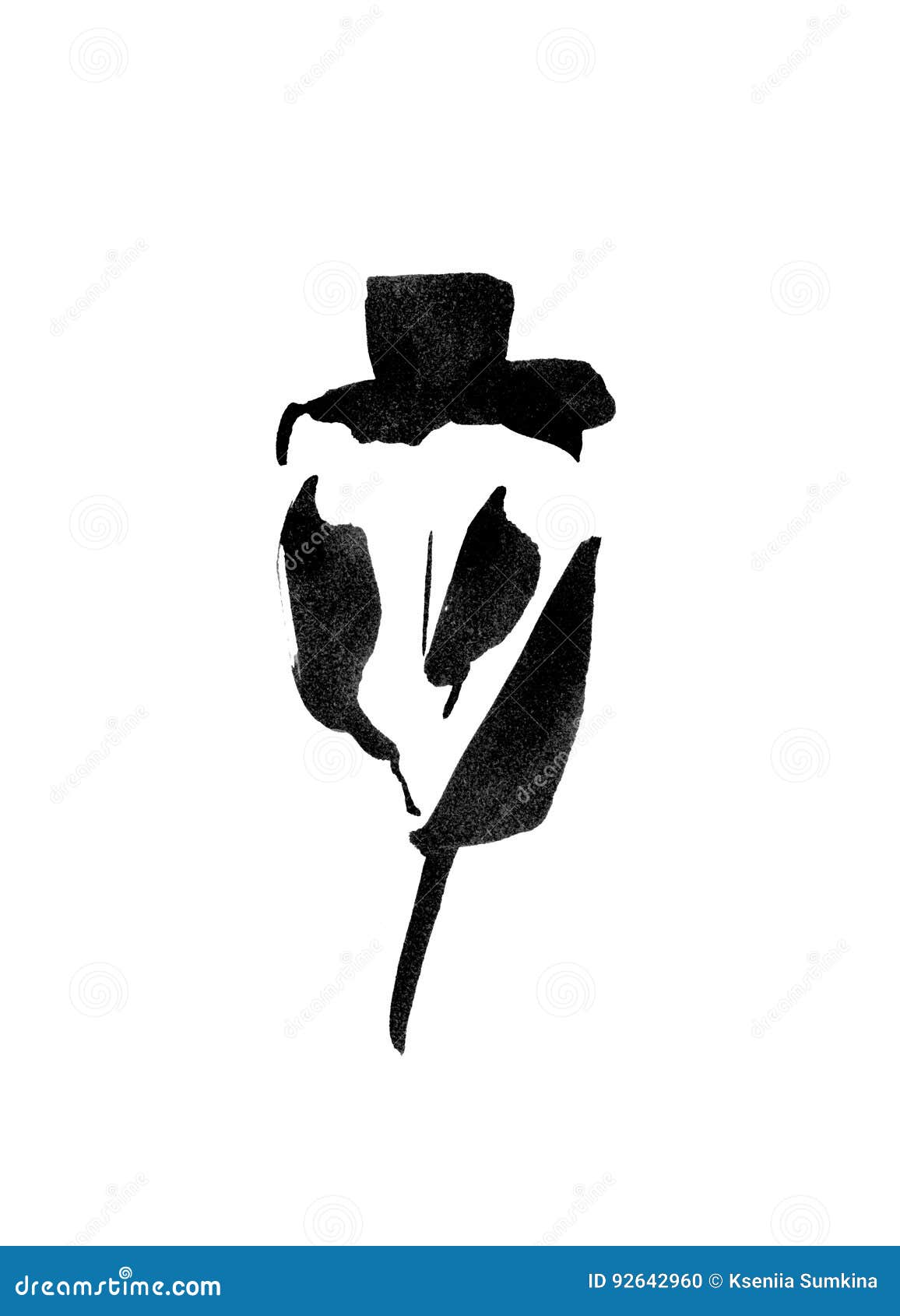 Calligraphy Simple Iris Flowers with Rough Texture Isolated on White ...