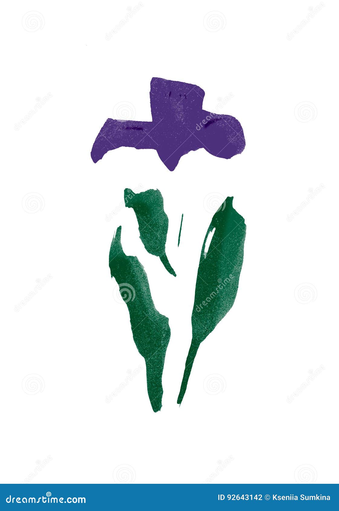 Calligraphy Simple Iris Flowers with Rough Texture Isolated on White ...