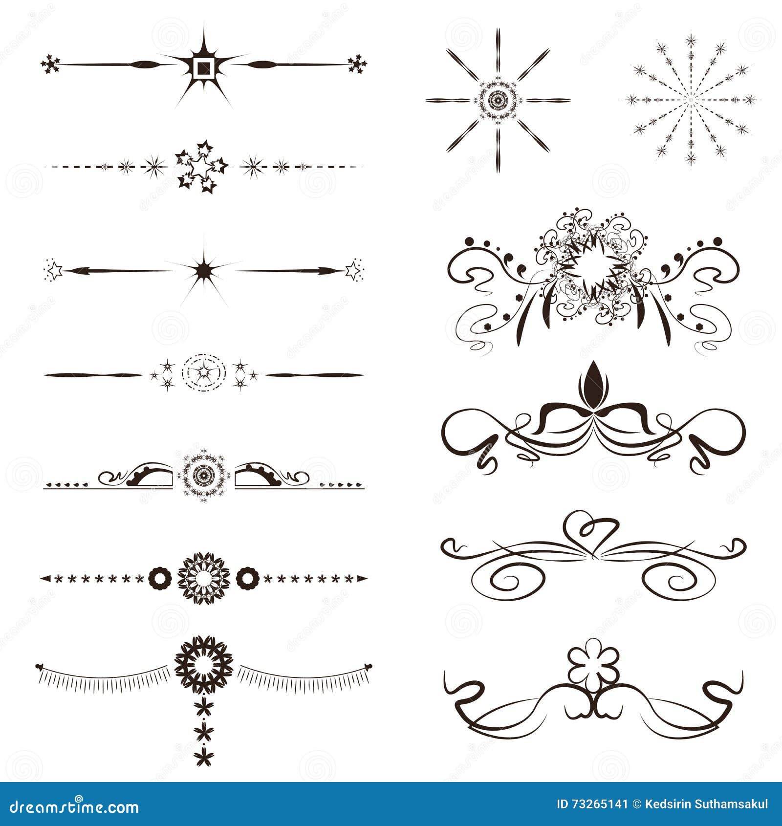Calligraphy Swirl Line Graphic Designs Vector Set Stock Vector ...