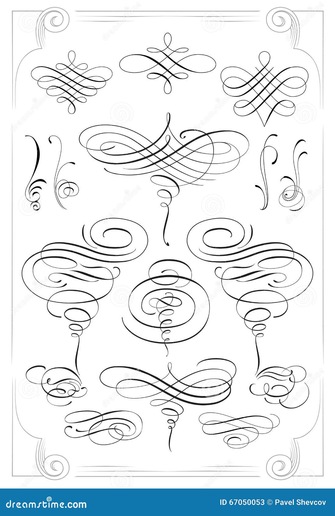 Calligraphy swirls stock vector. Illustration of collection - 67050053