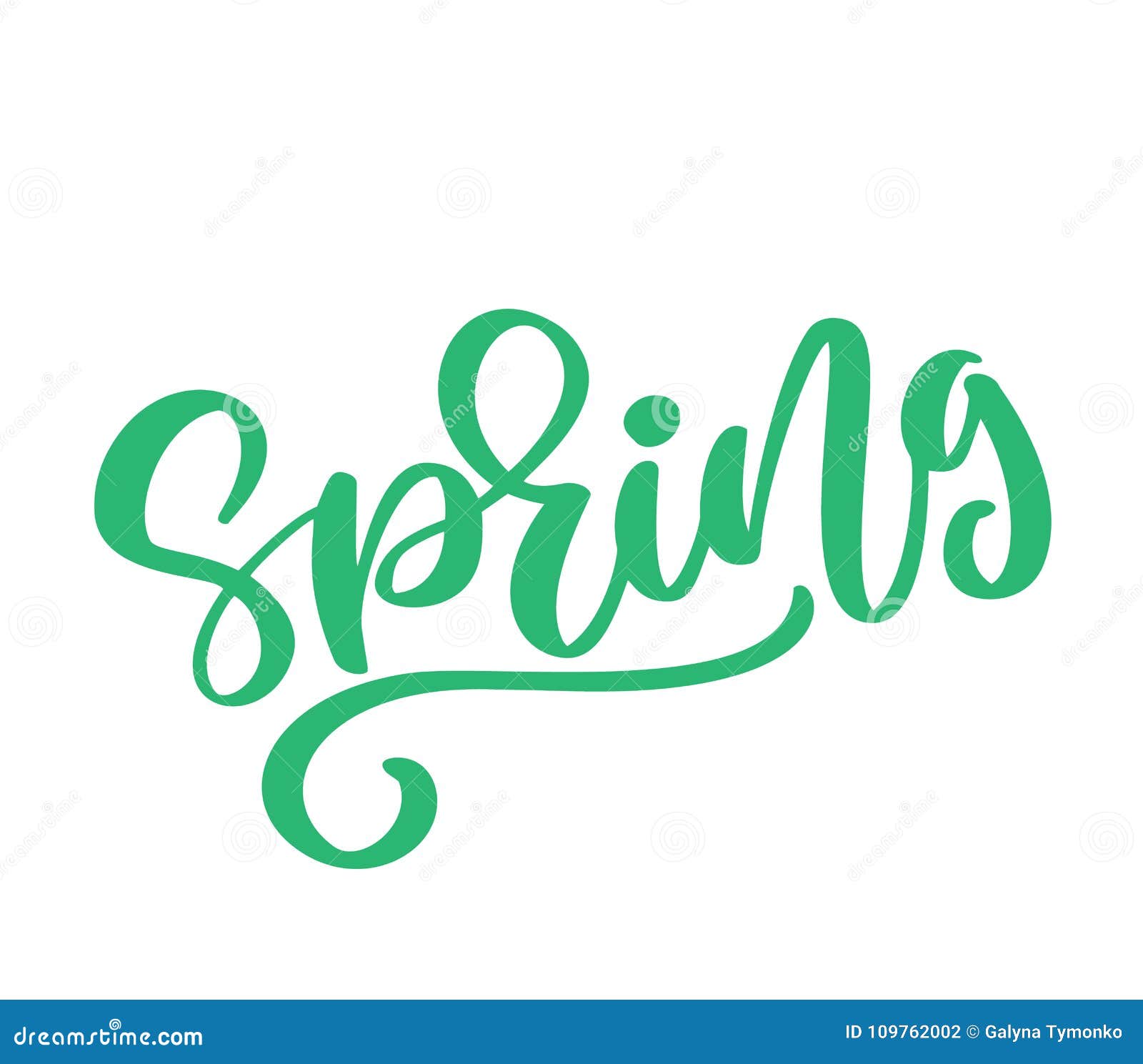 Calligraphy Text Spring. Handwritten Lettering on White Background ...
