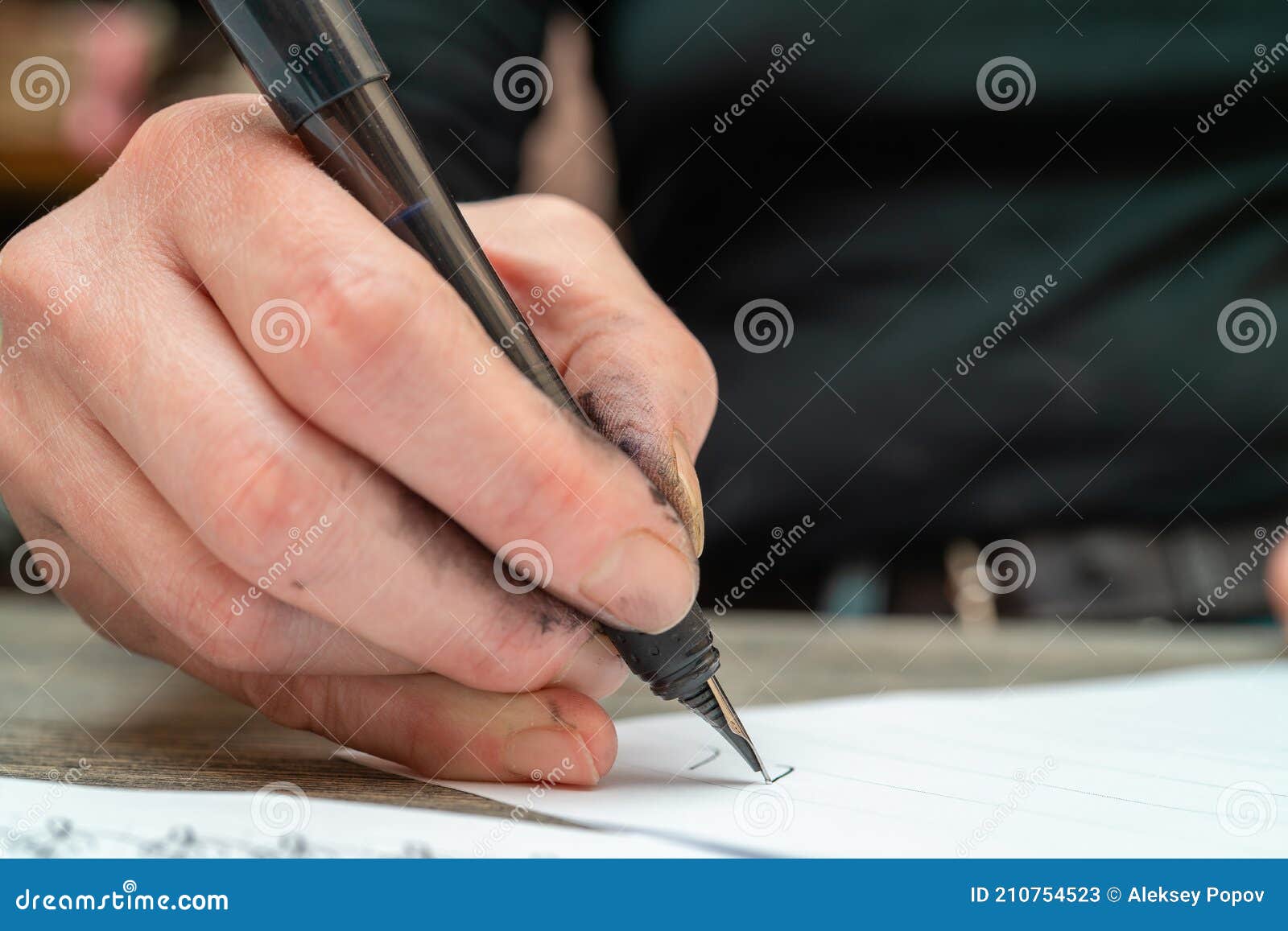 Fountain Pen in Ink-stained Hands Stock Image - Image of hands, design ...