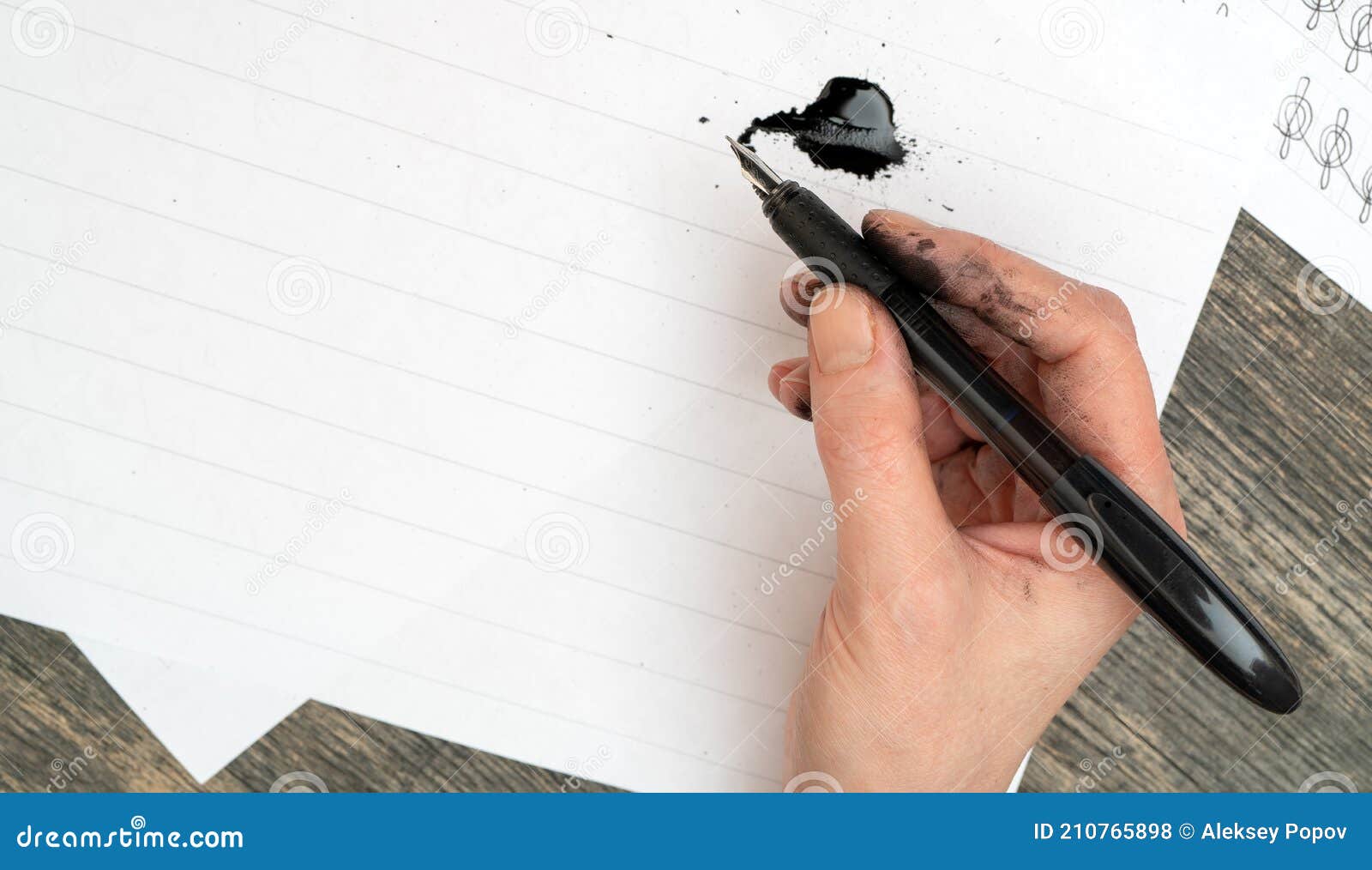 Fountain Pen in Ink-stained Hands Stock Photo - Image of concept ...