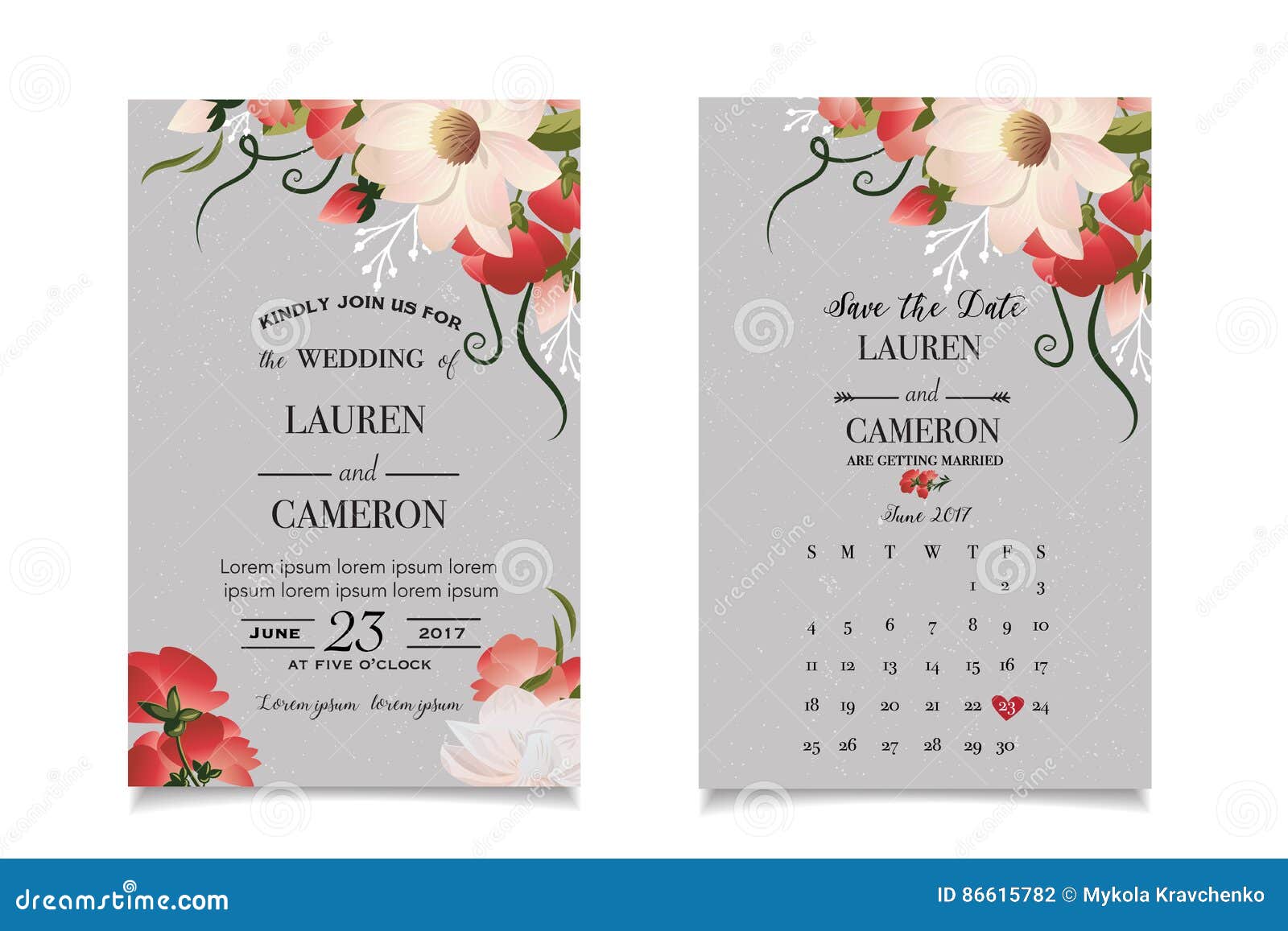 Calligraphy Vector. Beautiful Wedding Invitation with Calendar and ...