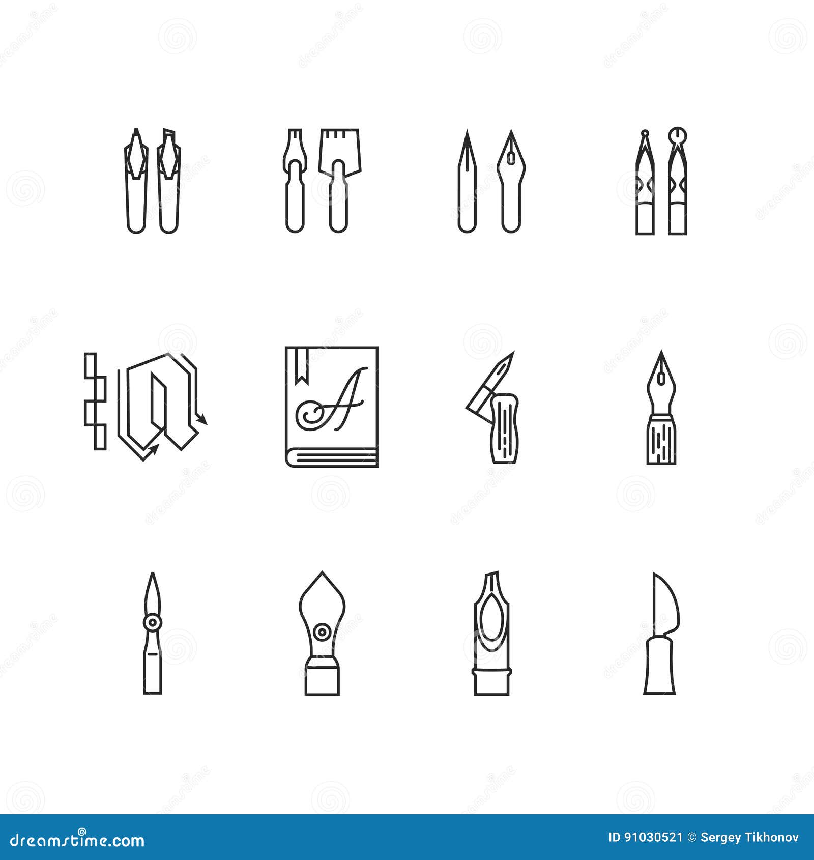 Calligraphy Vector Icon Set Stock Vector - Illustration of calligraphy ...