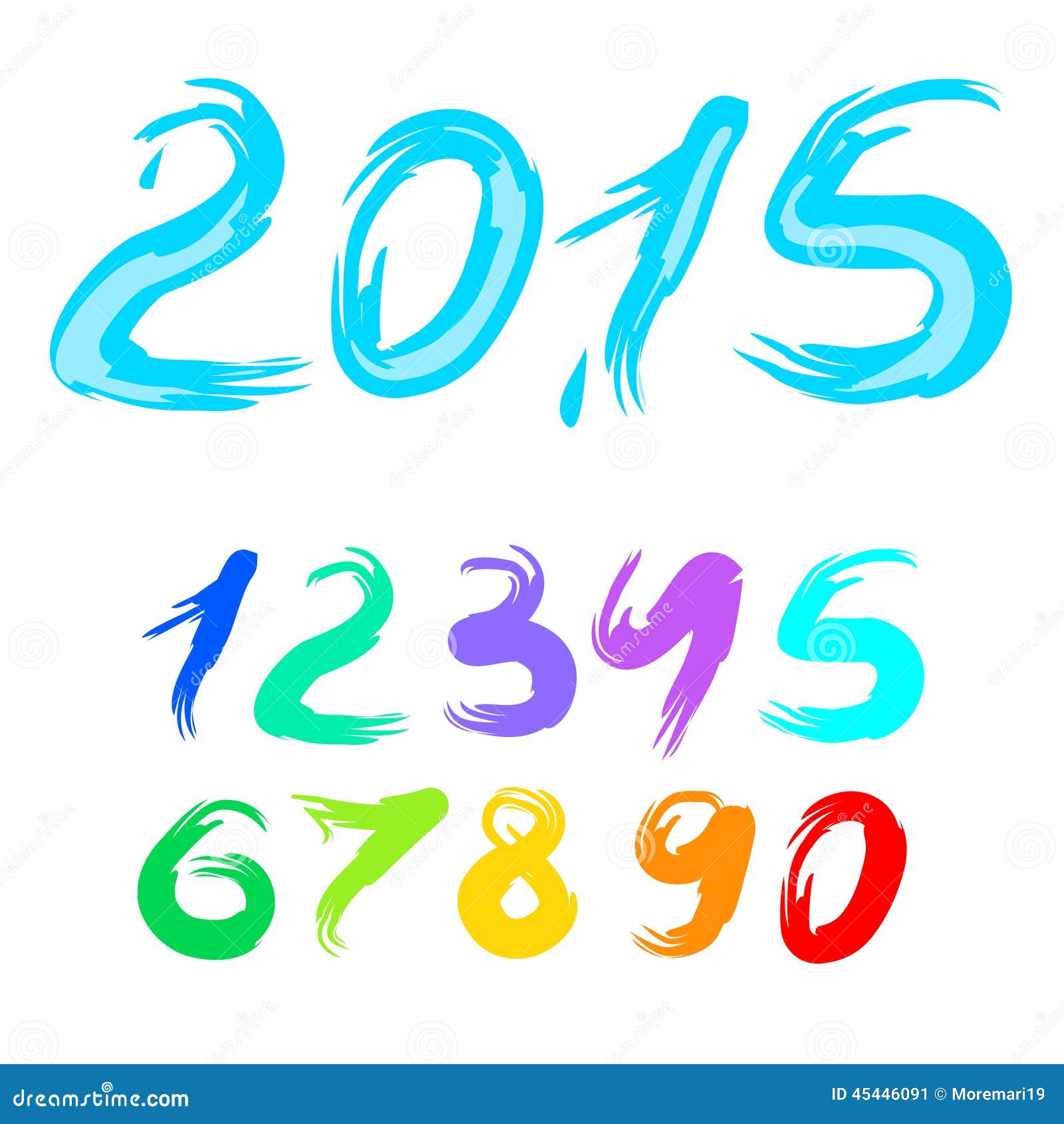 Calligraphy Vector 2015 New Year, Set of Digits Stock Vector ...