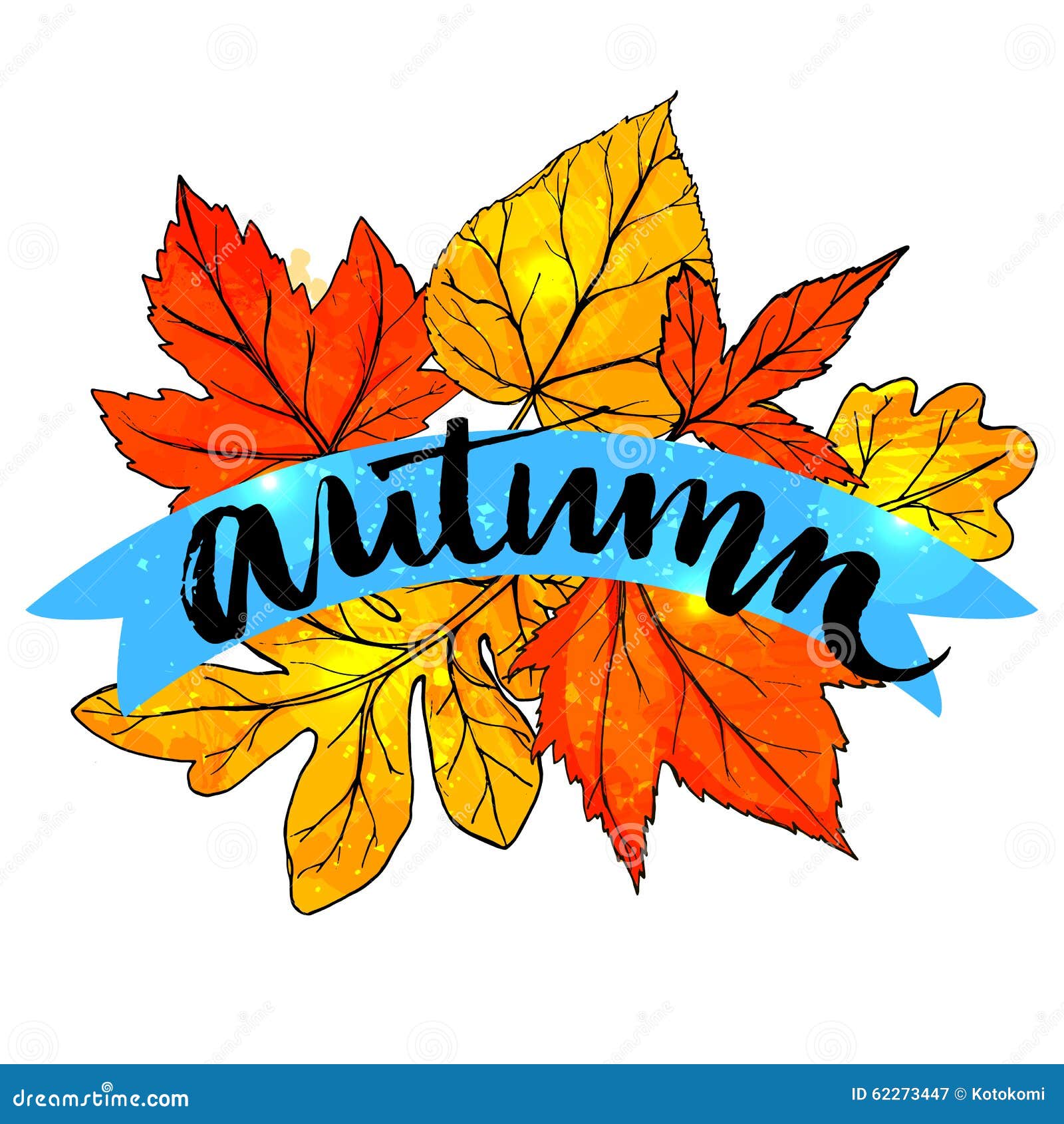 Calligraphy Word Autumn Handwritten at Orange Stock Vector ...