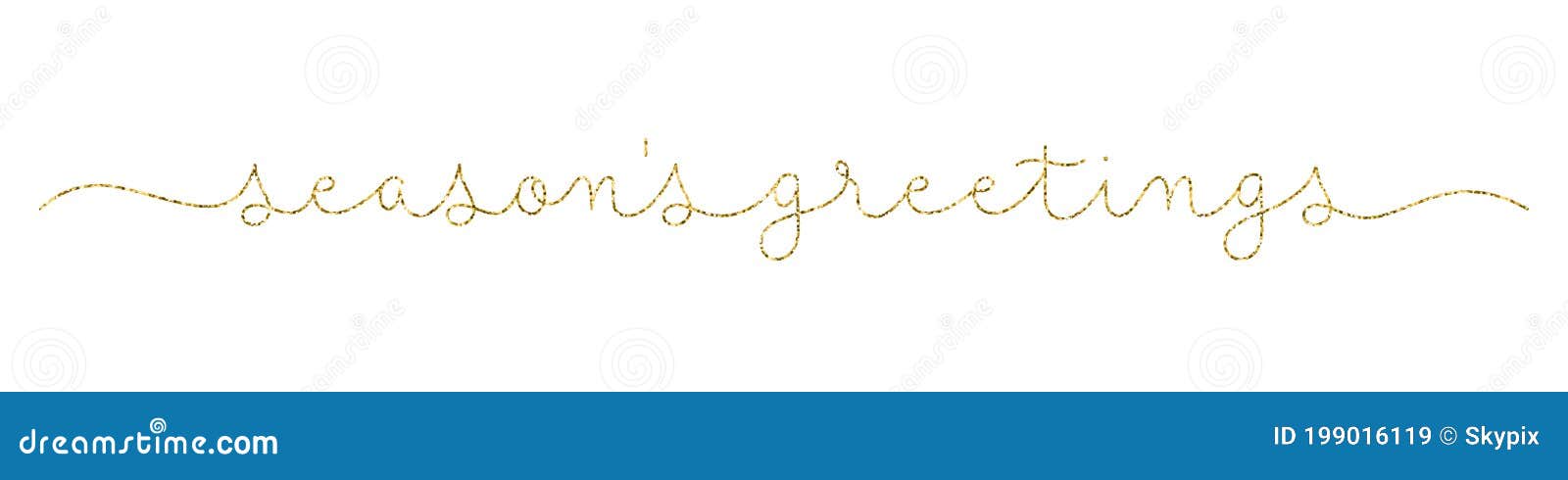 SEASON`S GREETINGS Gold Glitter Monoline Calligraphy Banner Stock ...