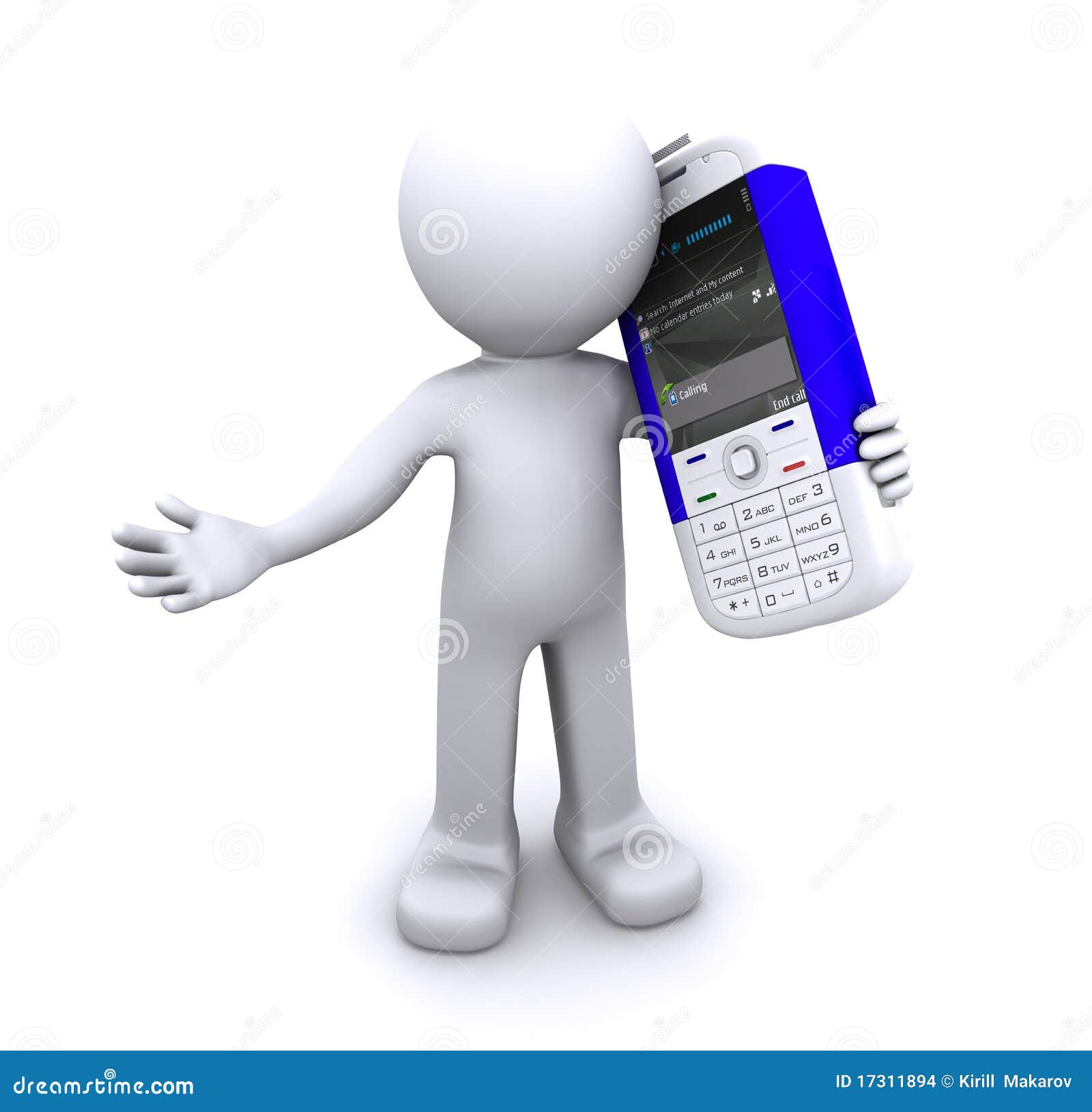 Calling 3d character stock illustration. Illustration of celluar - 17311894