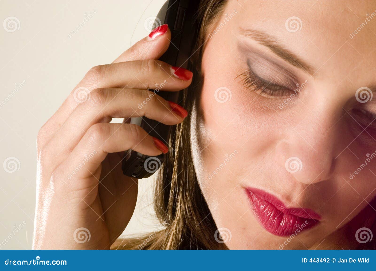 Calling stock photo. Image of girl, calling, lipstick, telephone - 443492