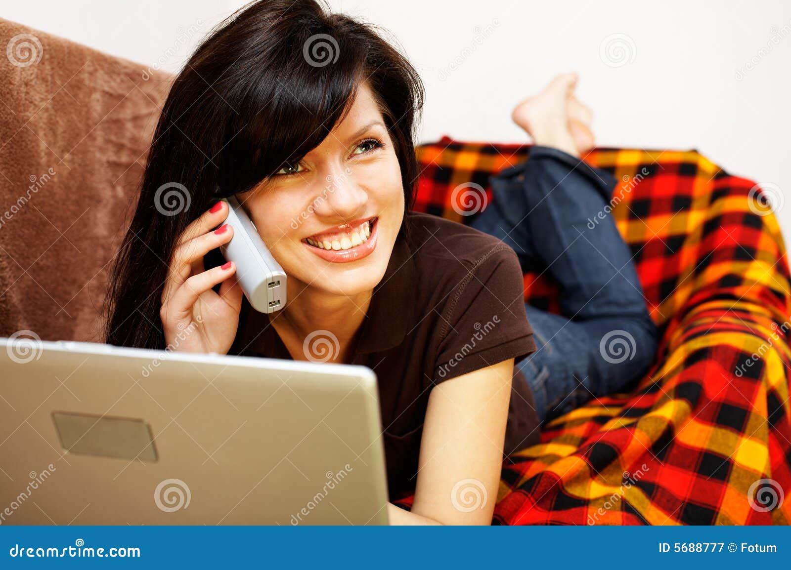 Calling stock image. Image of internet, laugh, attractive - 5688777