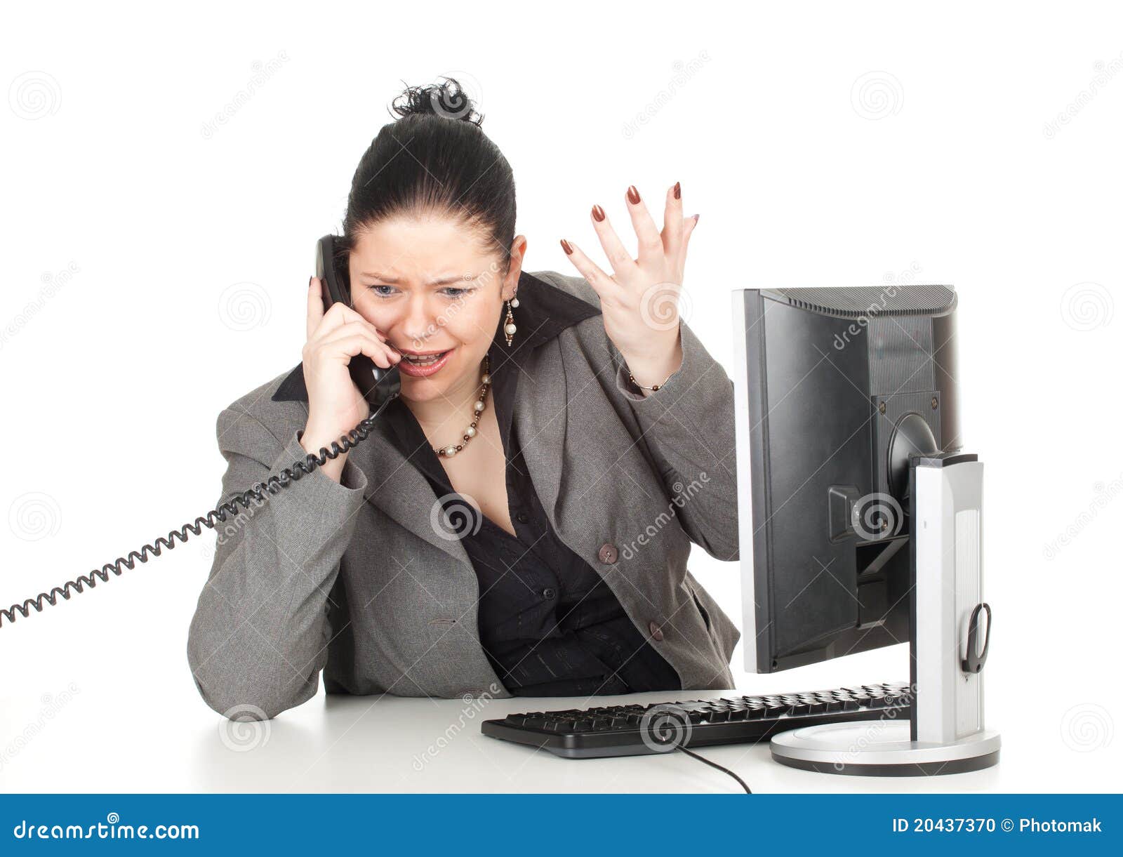 Calling Angry Fat Businesswoman Stock Photo - Image of person, manager ...