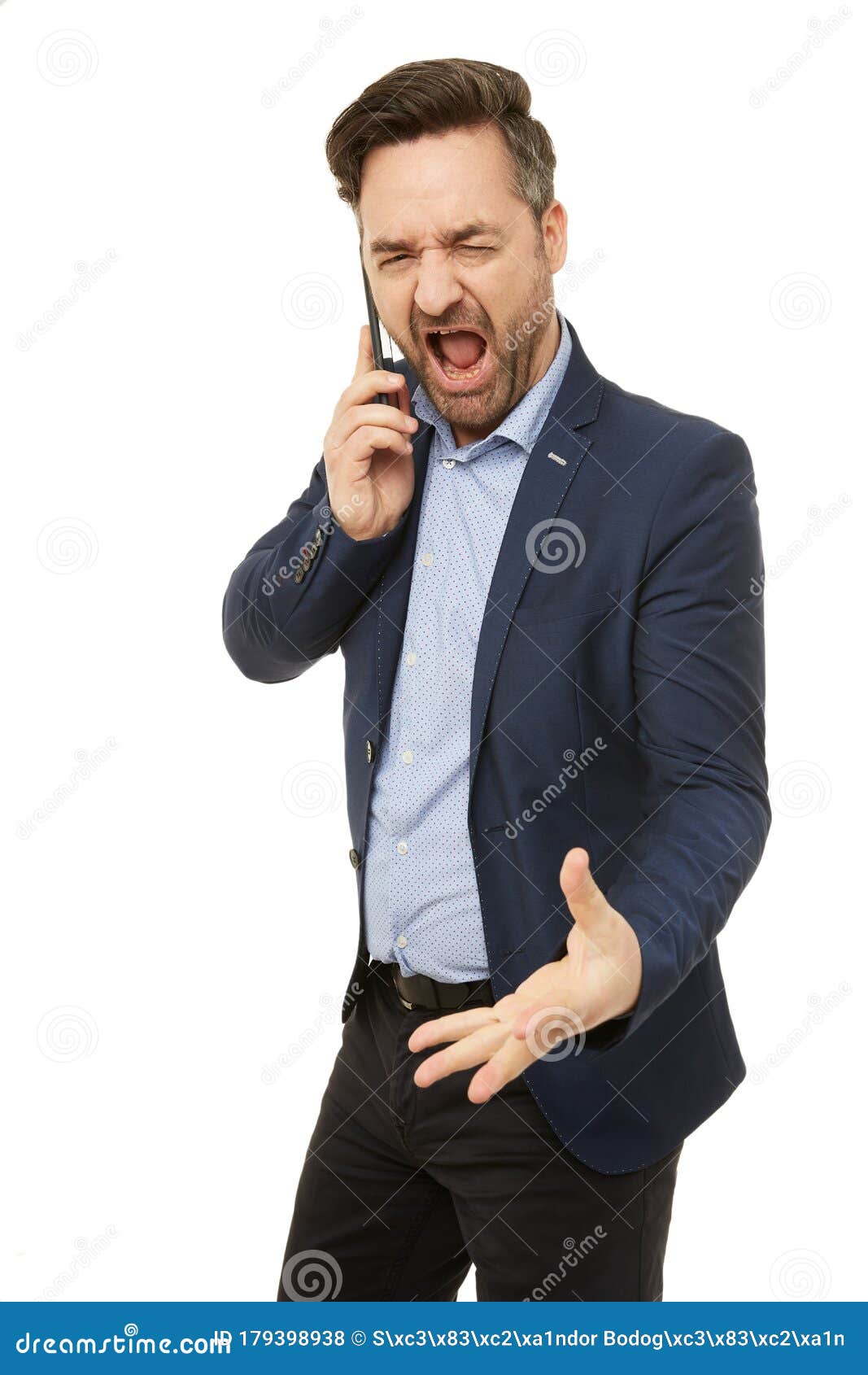 Calling Businessman. he is Angry at Someone. Stock Photo - Image of ...