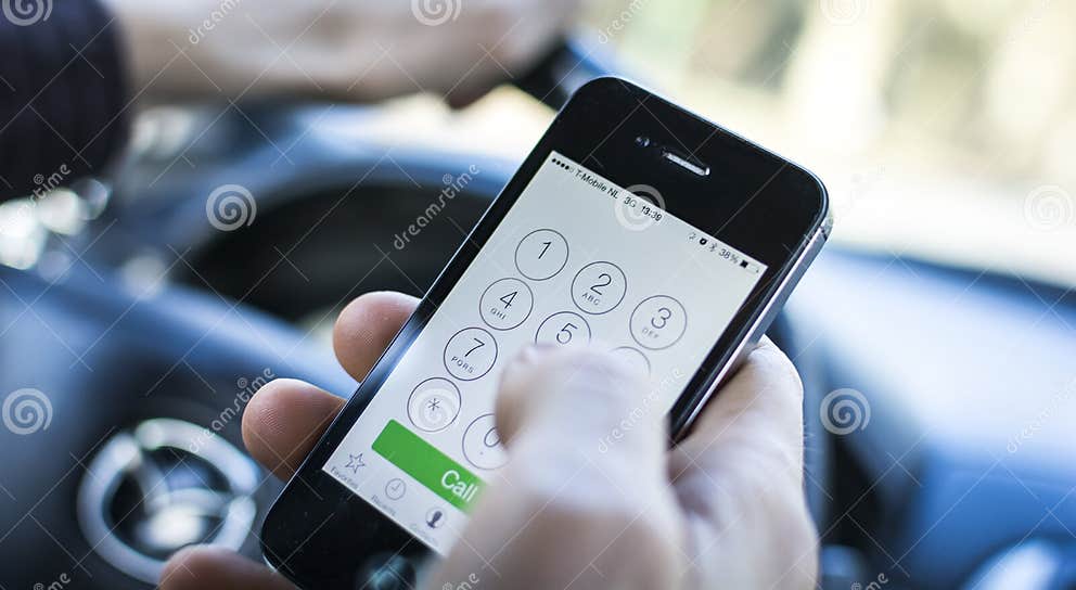 Calling in the Car on IPhone Editorial Photography - Image of call ...