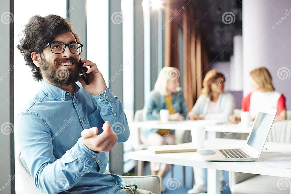 Calling client in office stock image. Image of laptop - 120273127