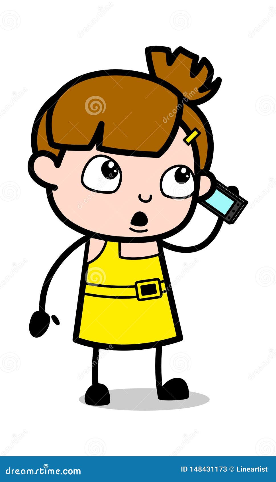 Calling - Cute Girl Cartoon Character Vector Illustration Stock ...