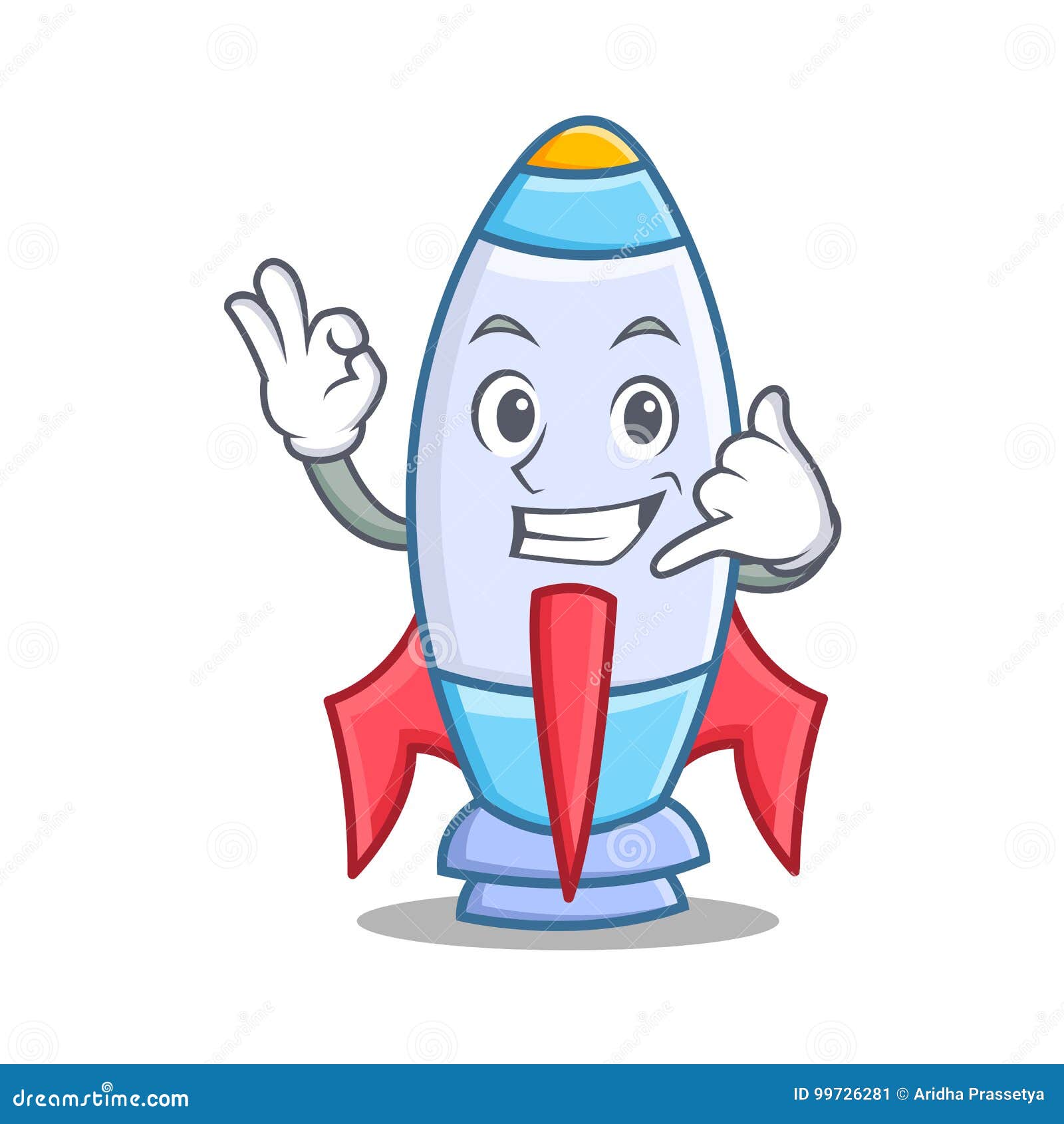 Calling Cute Rocket Character Cartoon Stock Vector - Illustration of ...