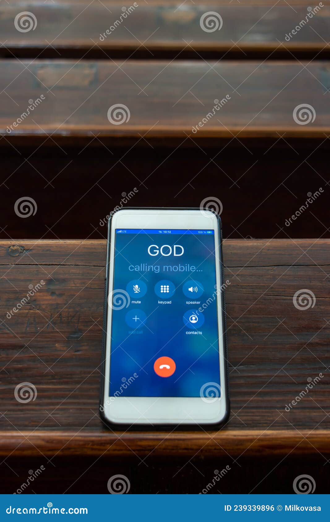 Calling God with a Mobile Phone on the Table of a Prayer Bench in the ...