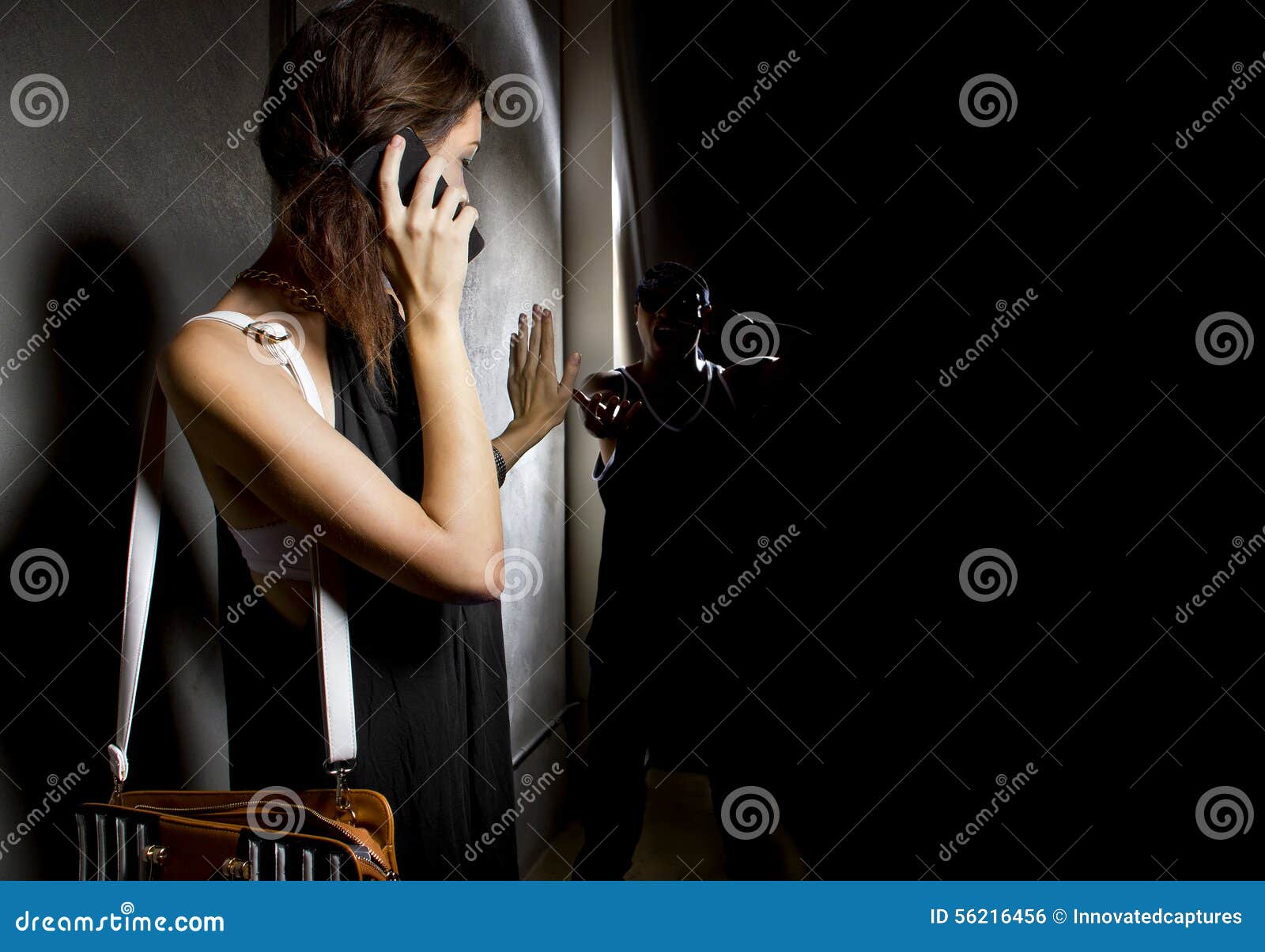Calling 911 for Help stock photo. Image of horrified - 56216456