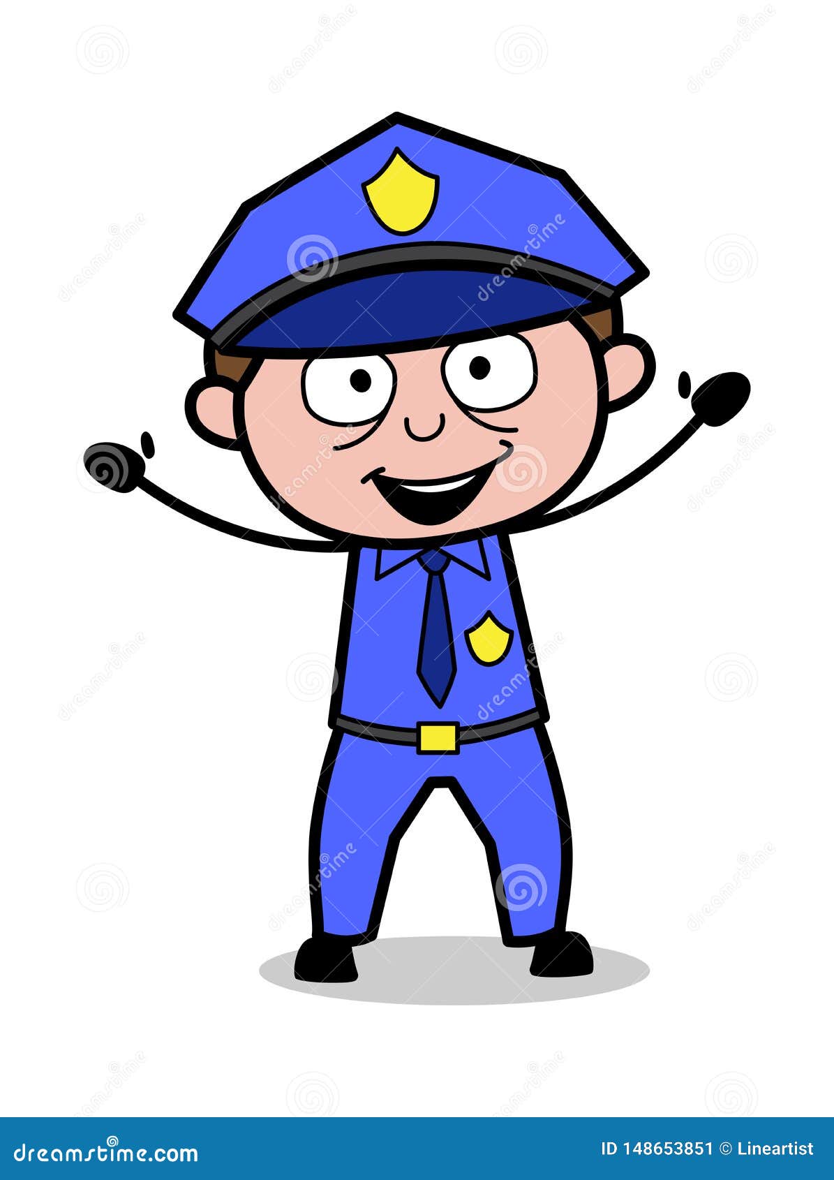 Calling for Hug - Retro Cop Policeman Vector Illustration Stock ...