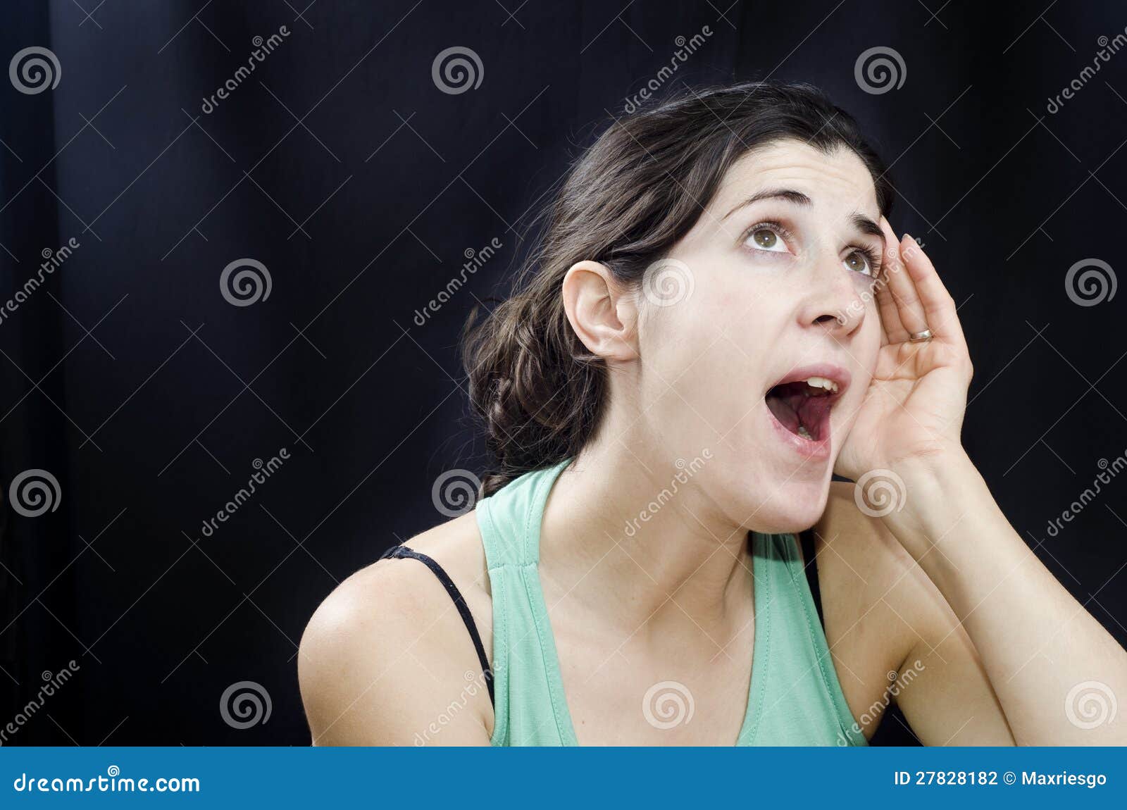 Calling people! stock photo. Image of young, girl, shouting - 27828182