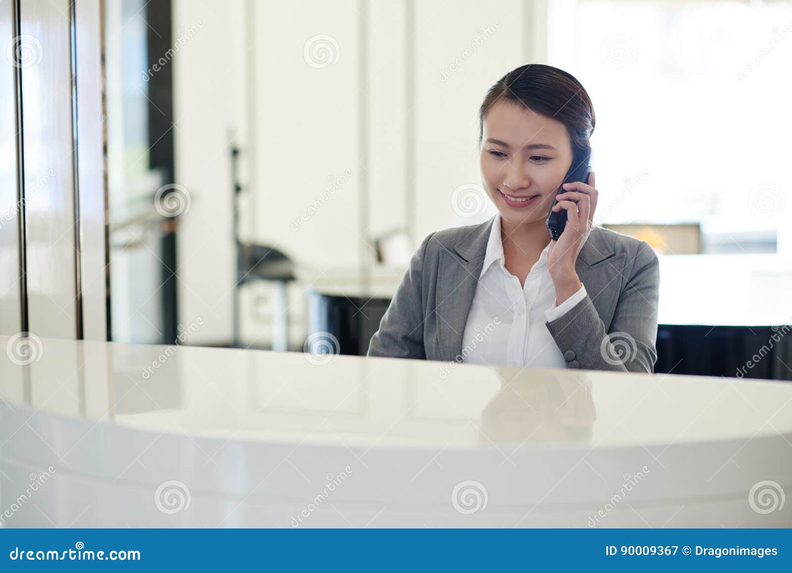 Calling receptionist stock image. Image of woman, office - 90009367