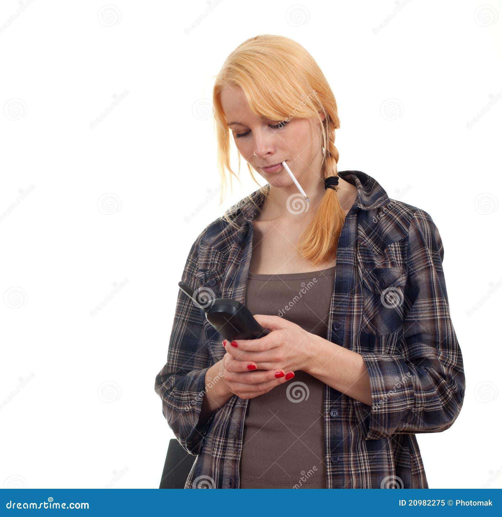 Calling Smoking Young Woman Stock Image - Image of addiction, phone ...