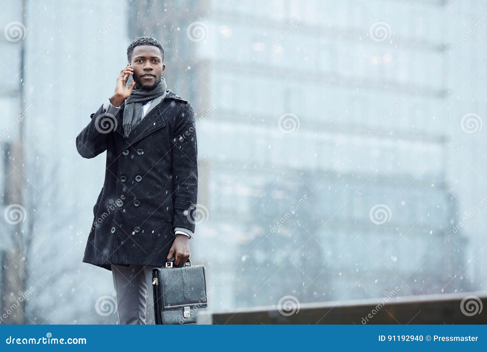 Calling in snowfall stock photo. Image of style, snowfall - 91192940