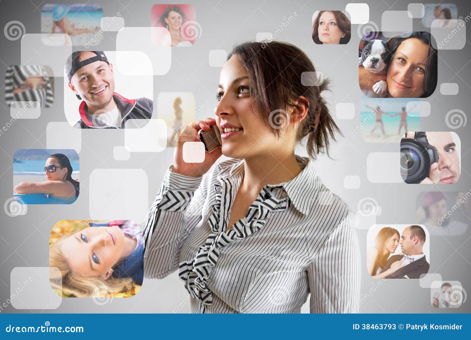 Calling To Friends on the Phone Stock Image - Image of hotline, cute ...