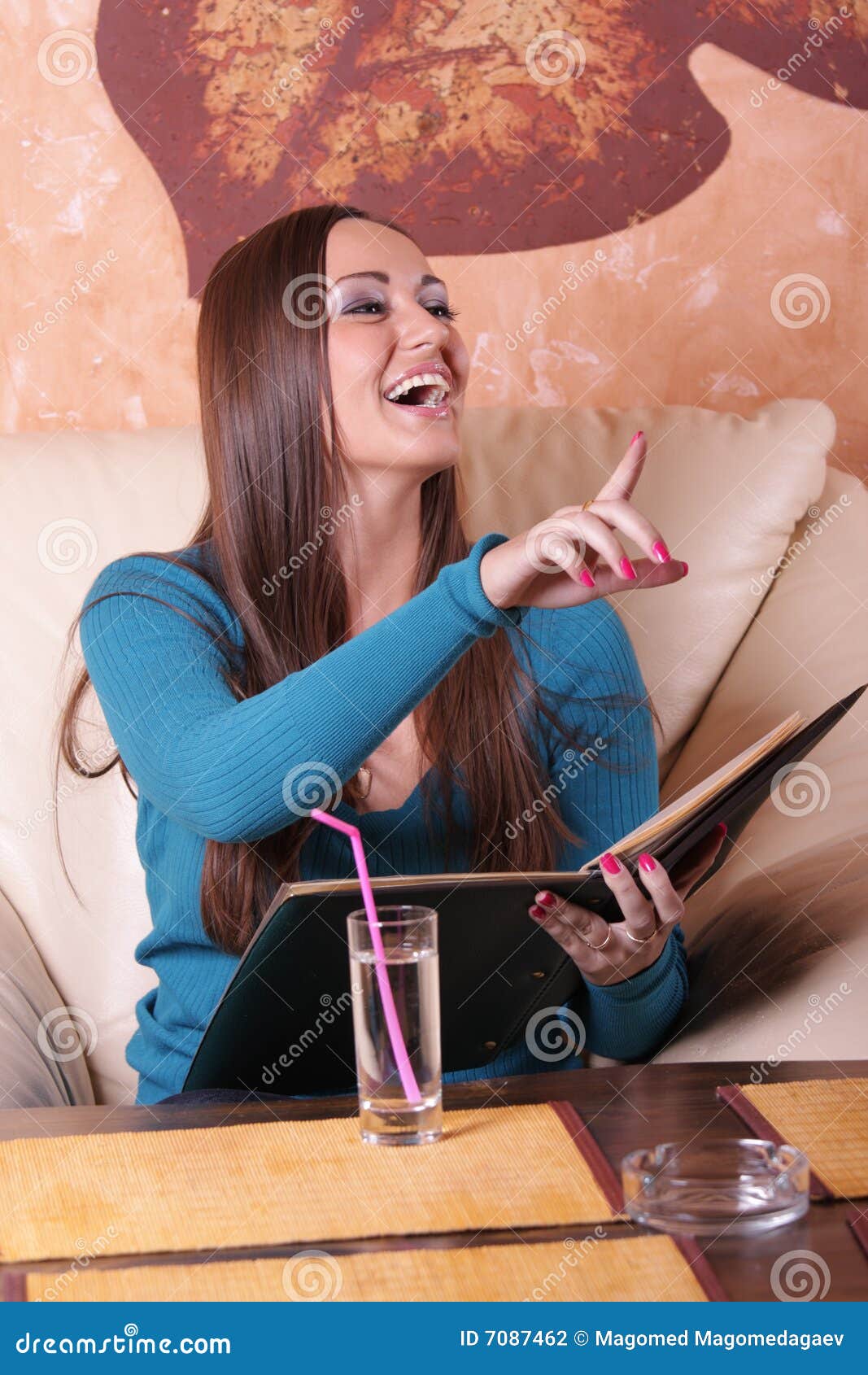 Calling waiter stock photo. Image of blue, eyes, indoors - 7087462