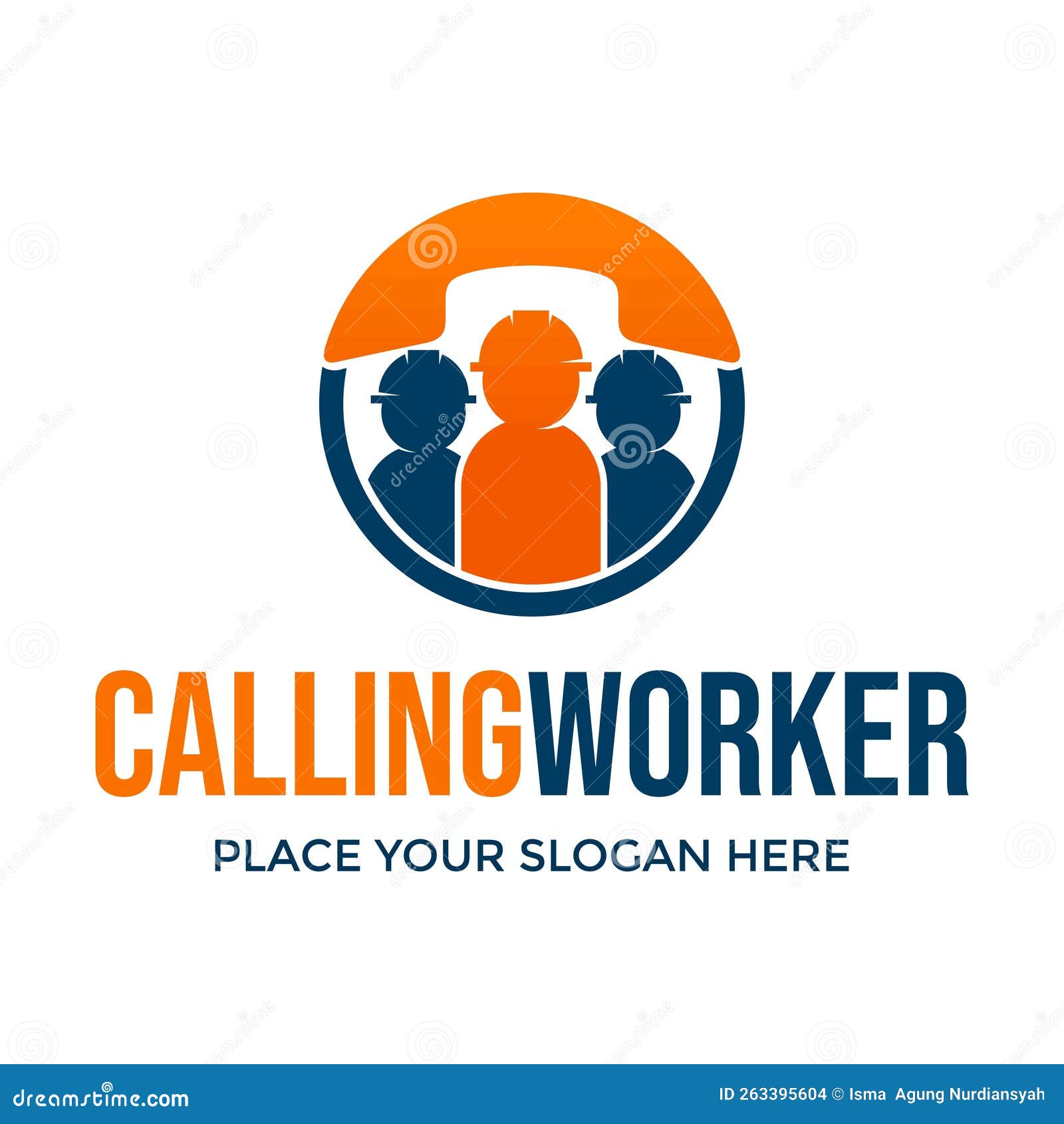 Calling Worker Logo Vector stock vector. Illustration of blue - 263395604