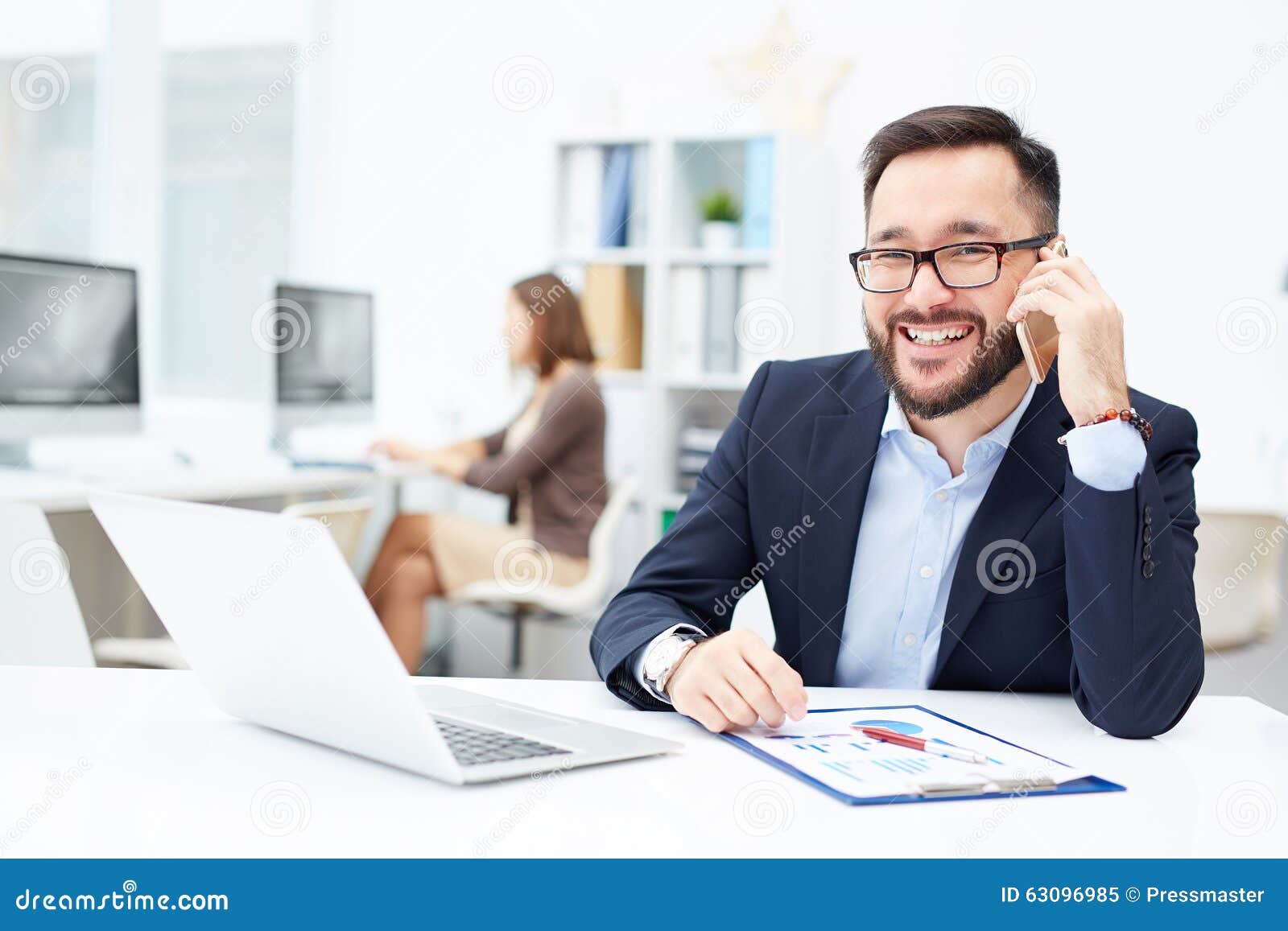 Calling at workplace stock image. Image of mobility, young - 63096985