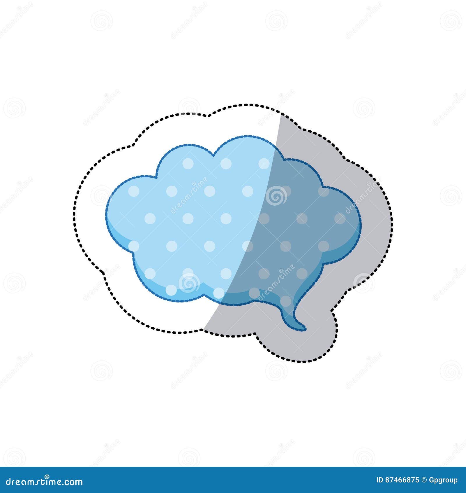 Callout for Dialogue Shape of Cloud Sticker with Blue Background and ...