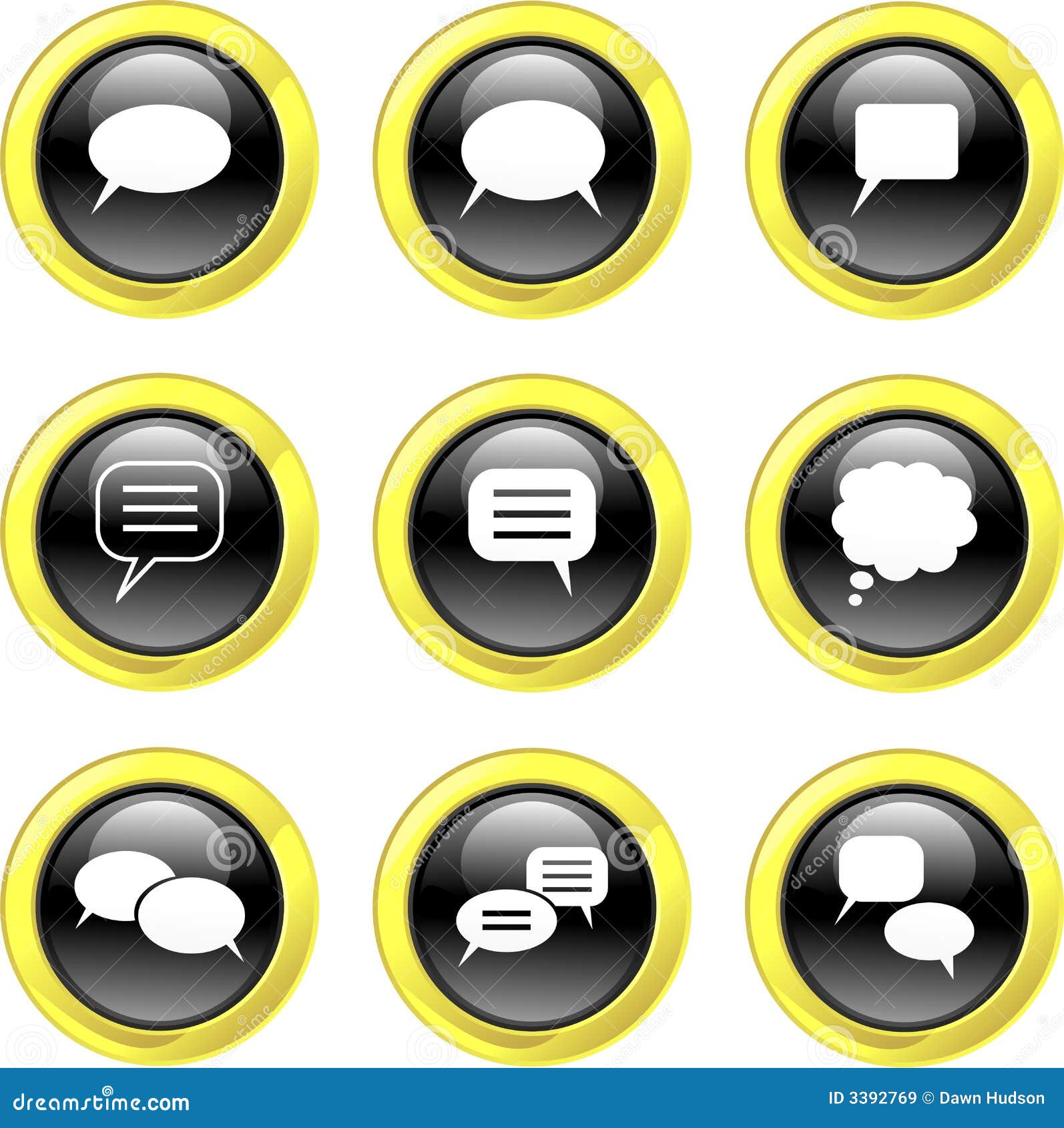 Black Gold Glassy Bubble Button Callout Icons Stock Illustration ...